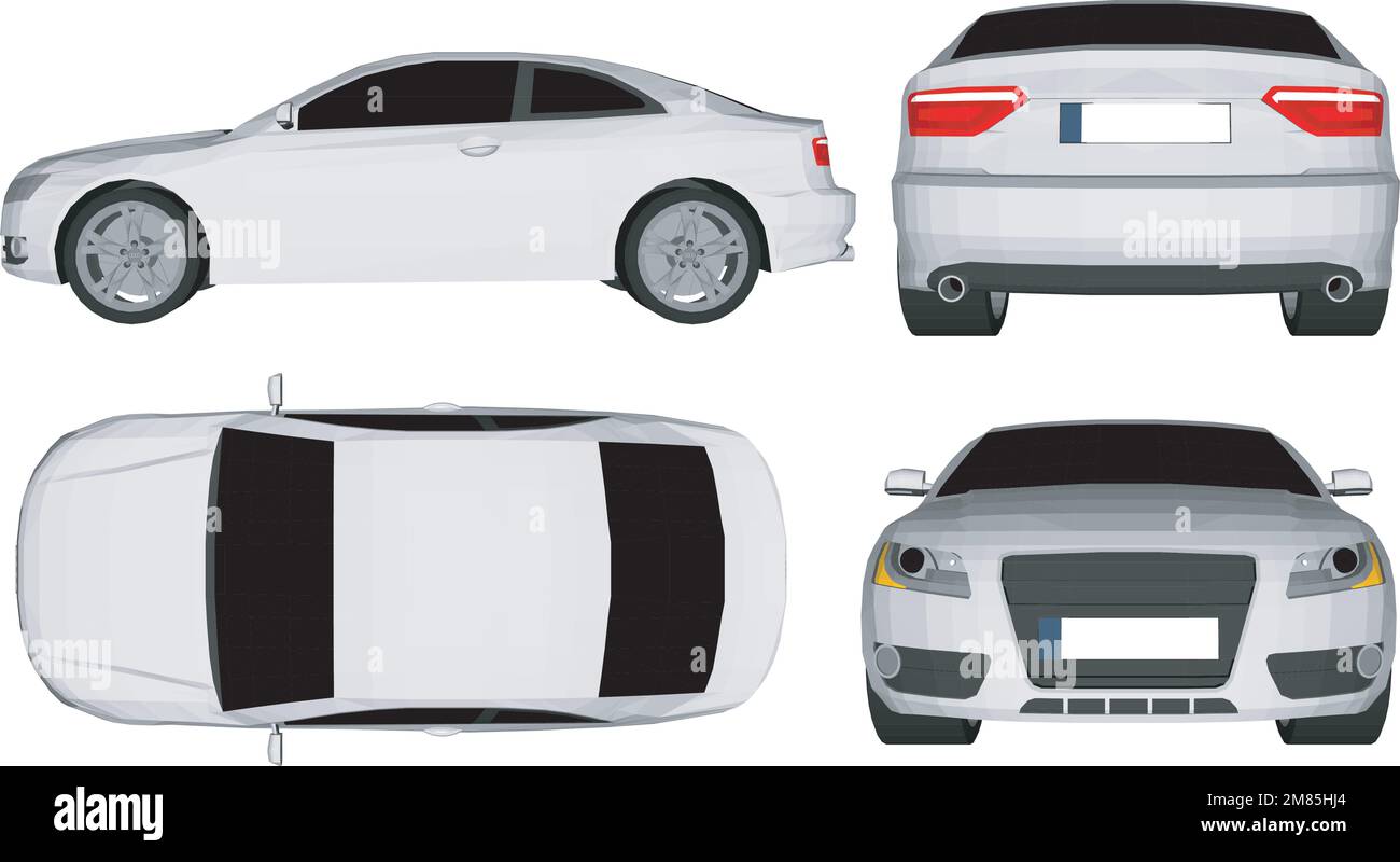 Sedan Car Isolated (side view). 3D rendering Stock Vector Image & Art ...