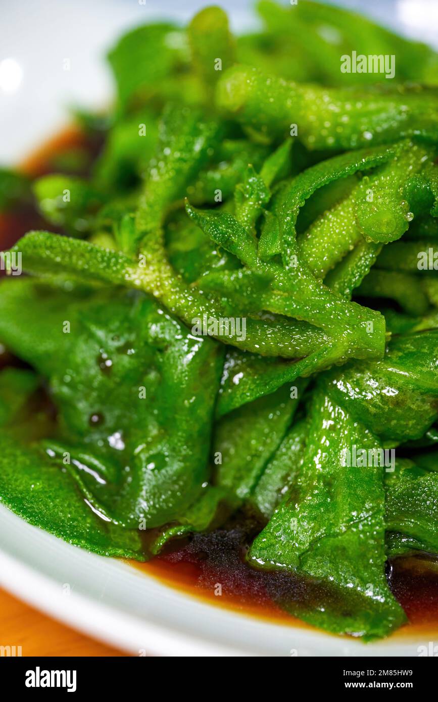 A plate of fresh and crisp cold ice grass Stock Photo - Alamy