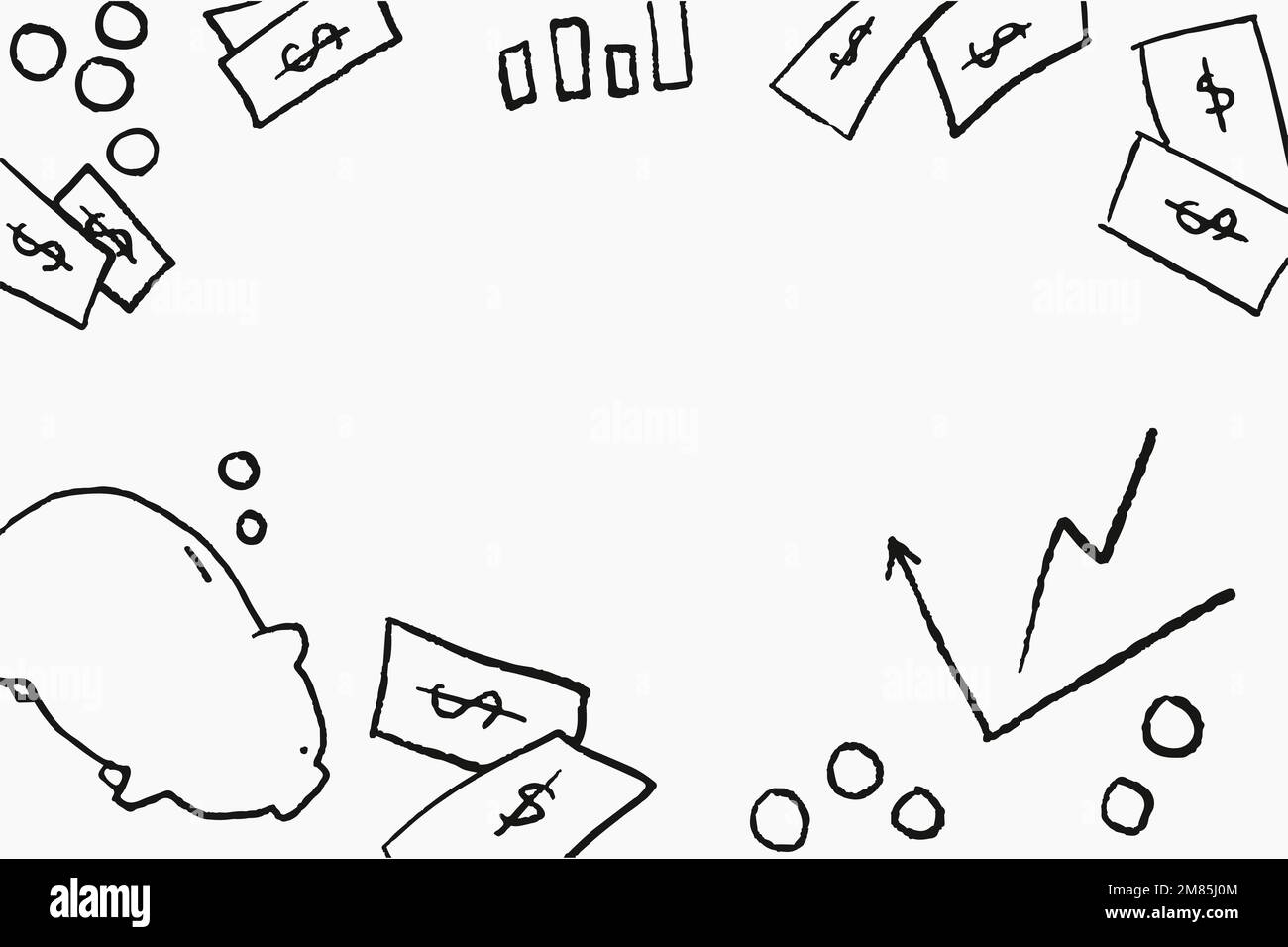 Financial doodle vector frame on white background Stock Vector Image ...