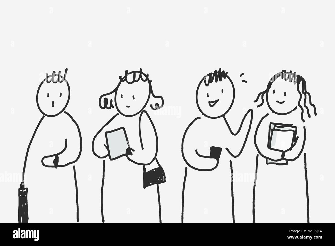 People doodle vector waiting in line characters Stock Vector Image ...