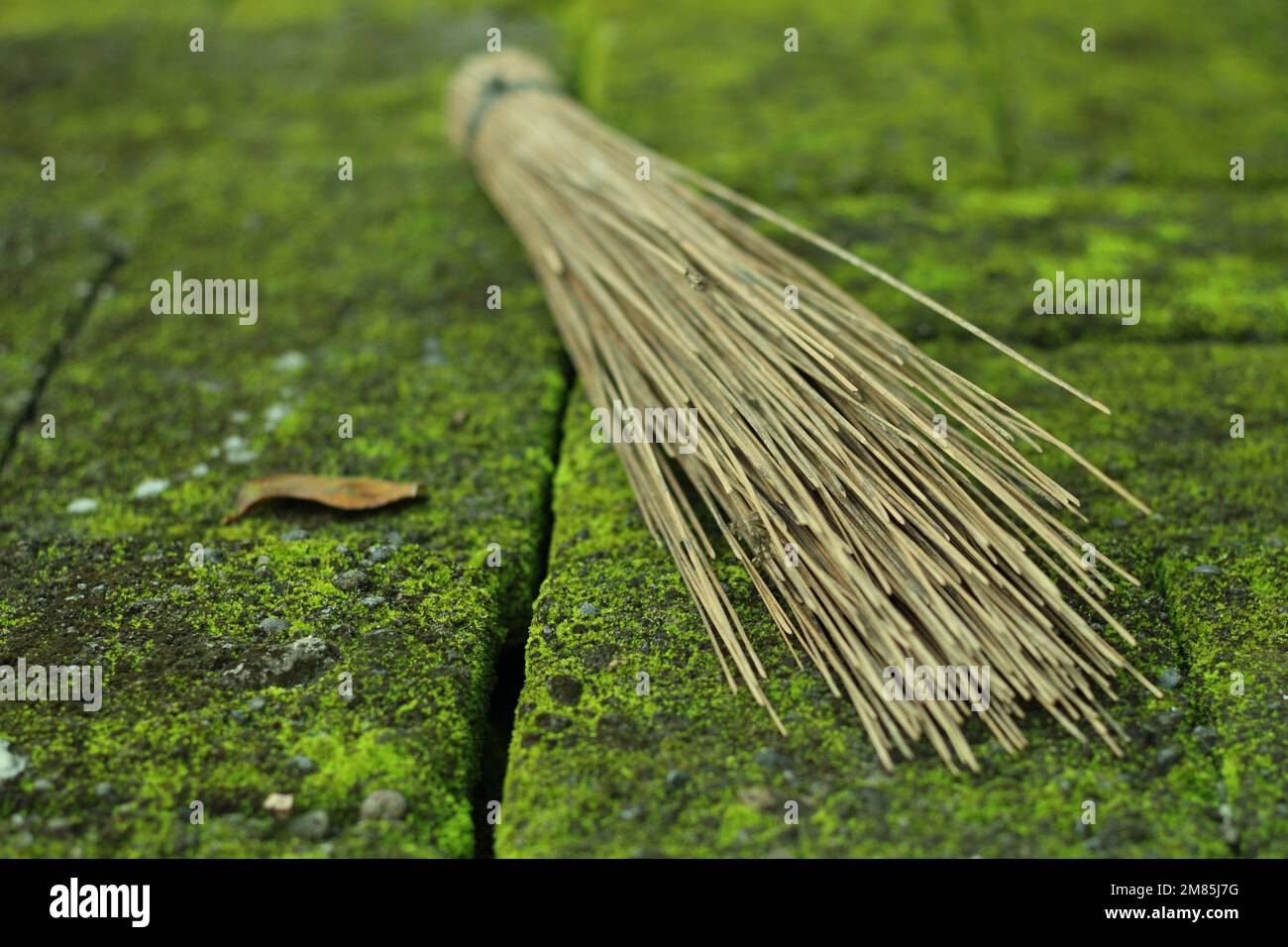 Broom on blurry background hi-res stock photography and images - Alamy