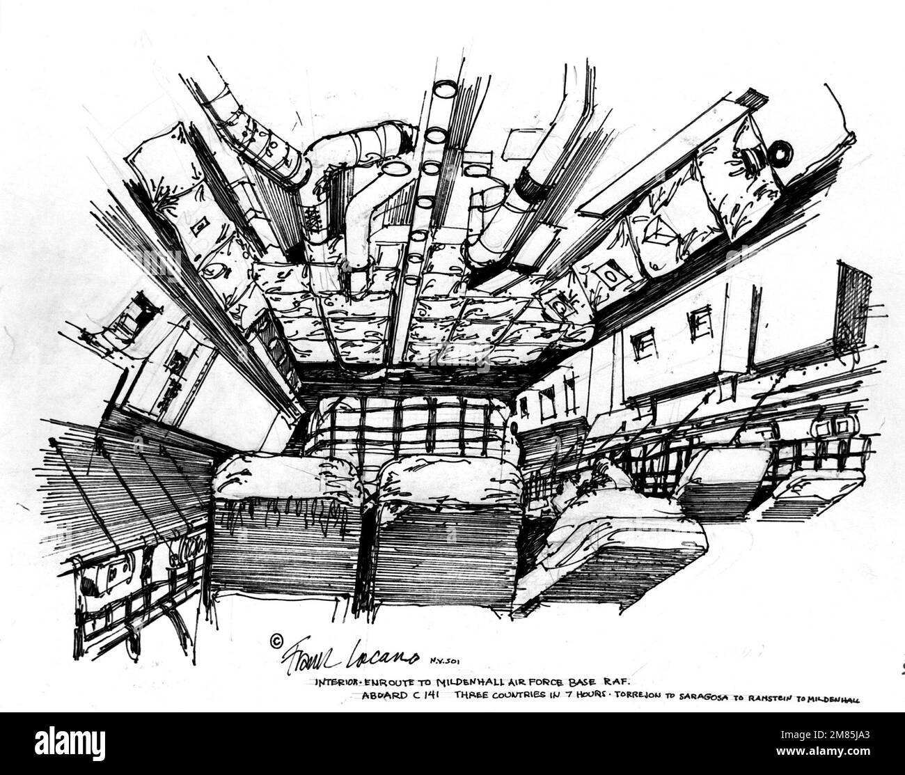 Artwork: "Interior-En Route to Mildenhall Air Force Base RAF, Aboard C ...