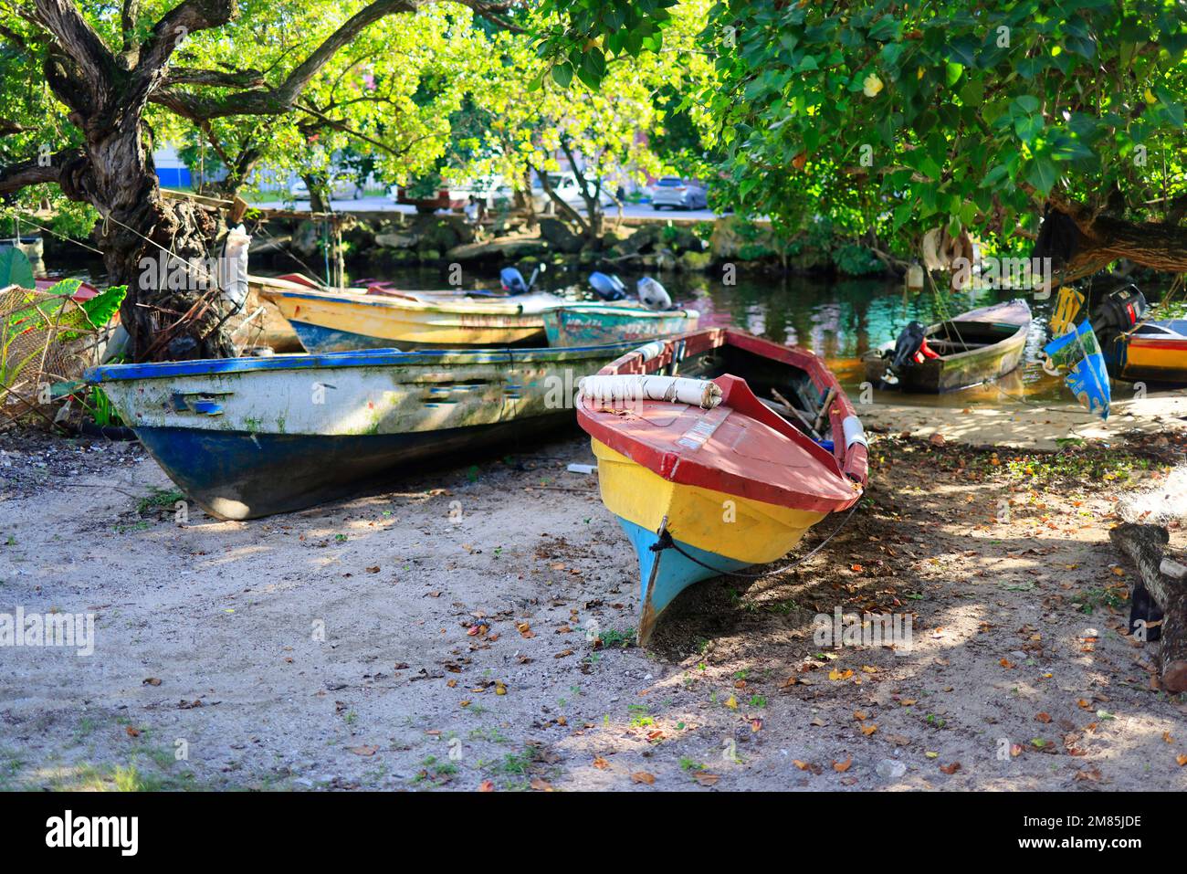 Fishing Boats in Negril in Jamaica, Caribbean, Middle America Stock ...