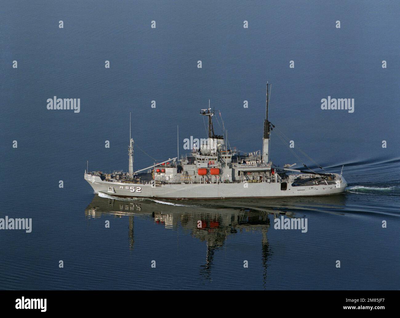 A port beam view of the salvage ship SALVOR (ARS-52) underway during ...
