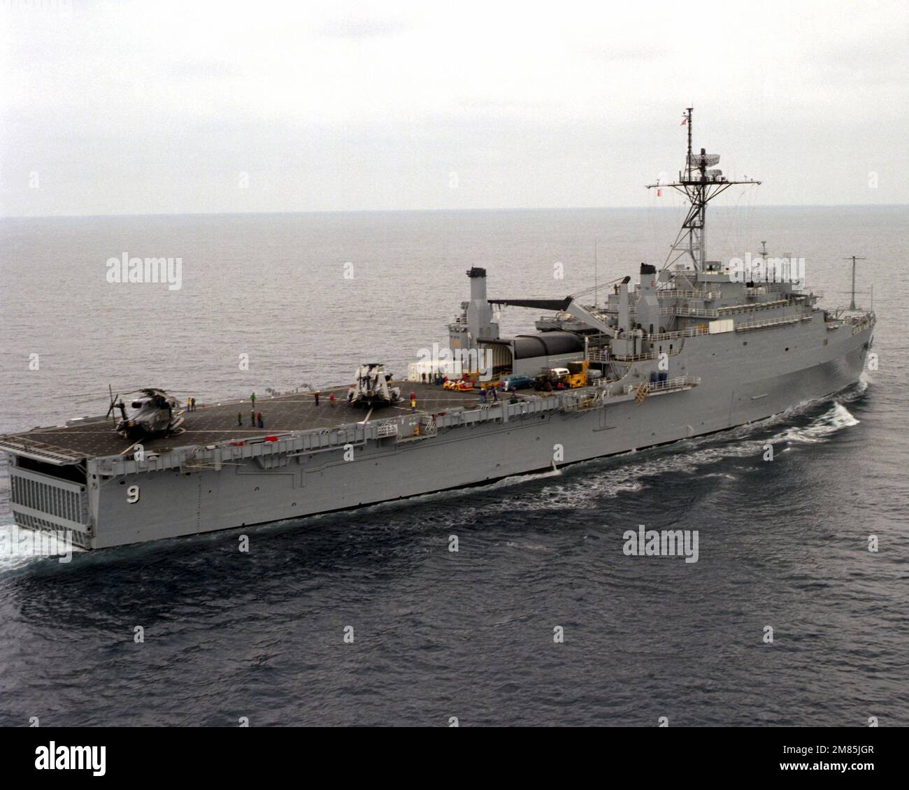 A starboard quarter view of the amphibious transport dock USS DENVER ...