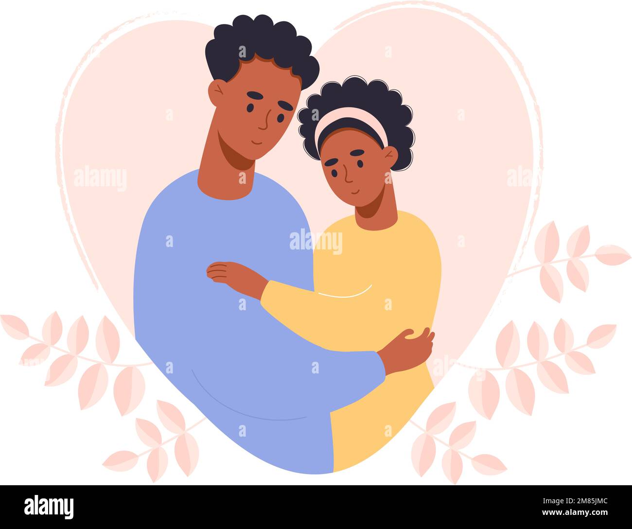 Happy Black Loving Couple In Heart Cute Dark Skinned Girl And Ethnic
