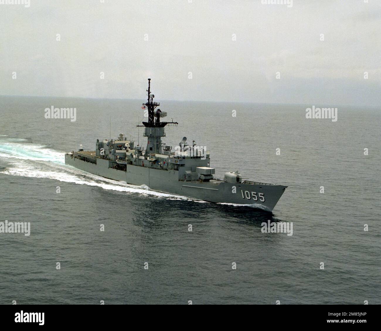 A starboard bow view of the frigate USS HEPBURN (FF-1055) underway ...