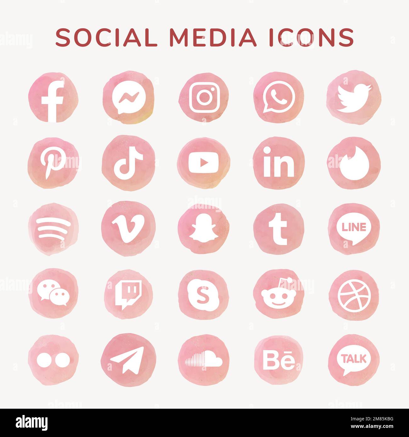 Light Pink Social Media Icons