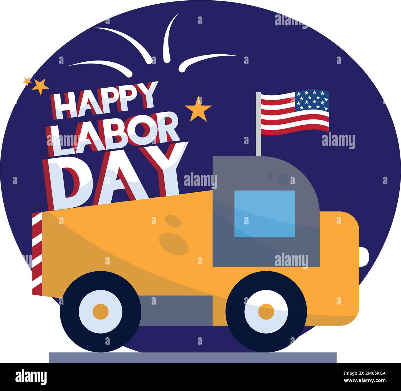Colored labor day poster with truck vehicle Vector Stock Vector Image ...