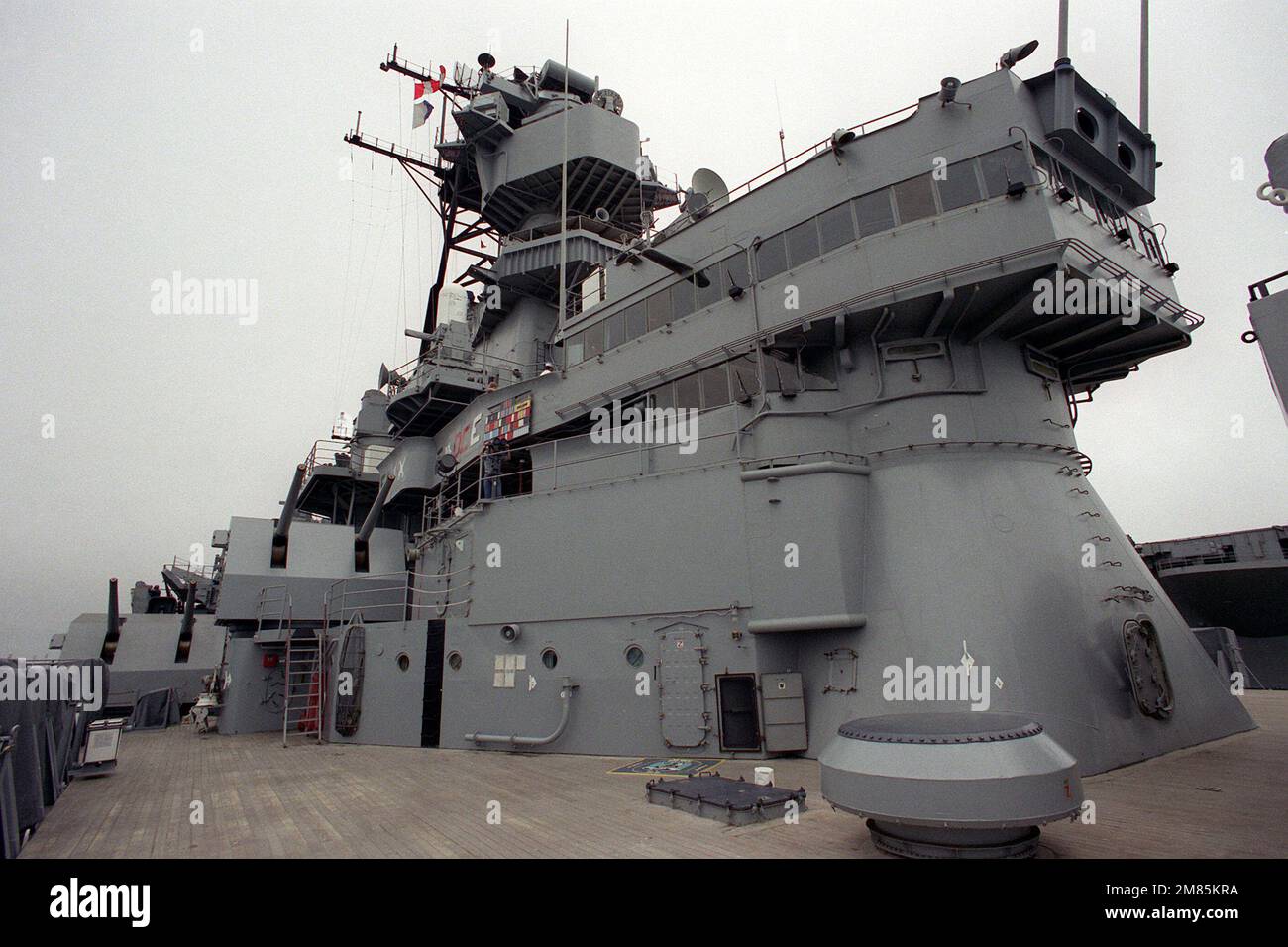 The starboard 01 level superstructure on the battleship USS IOWA (BB-61 ...