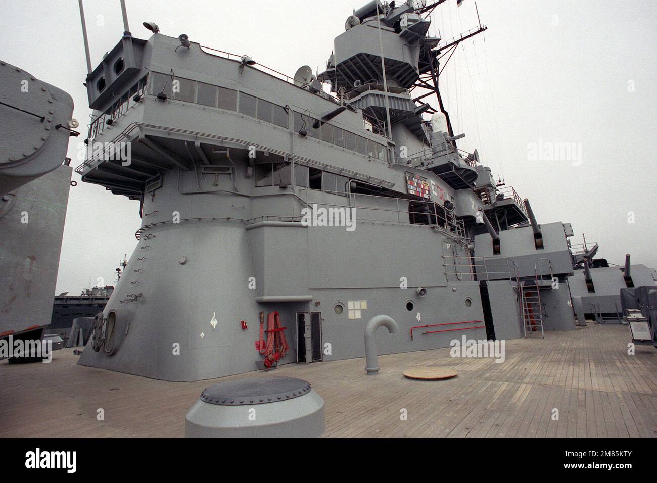 The port 01 level superstructure of the battleship USS IOWA (BB-61 ...