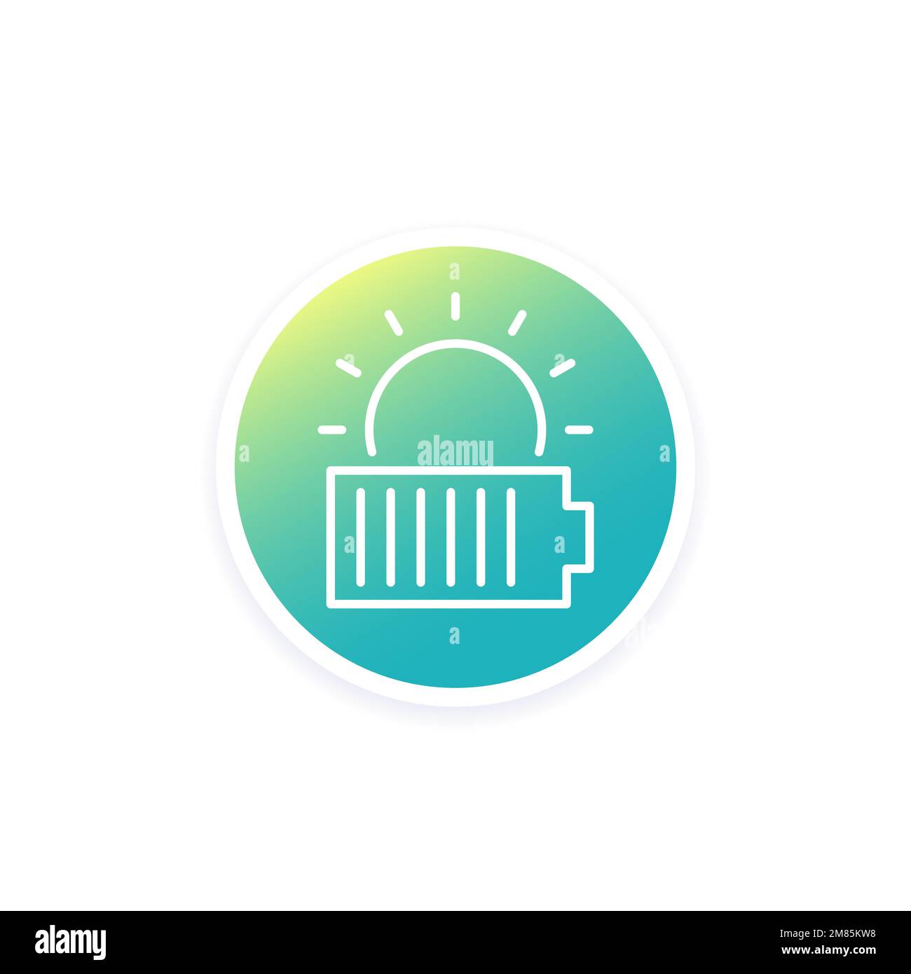 solar energy, battery line icon with sun, vector Stock Vector Image ...