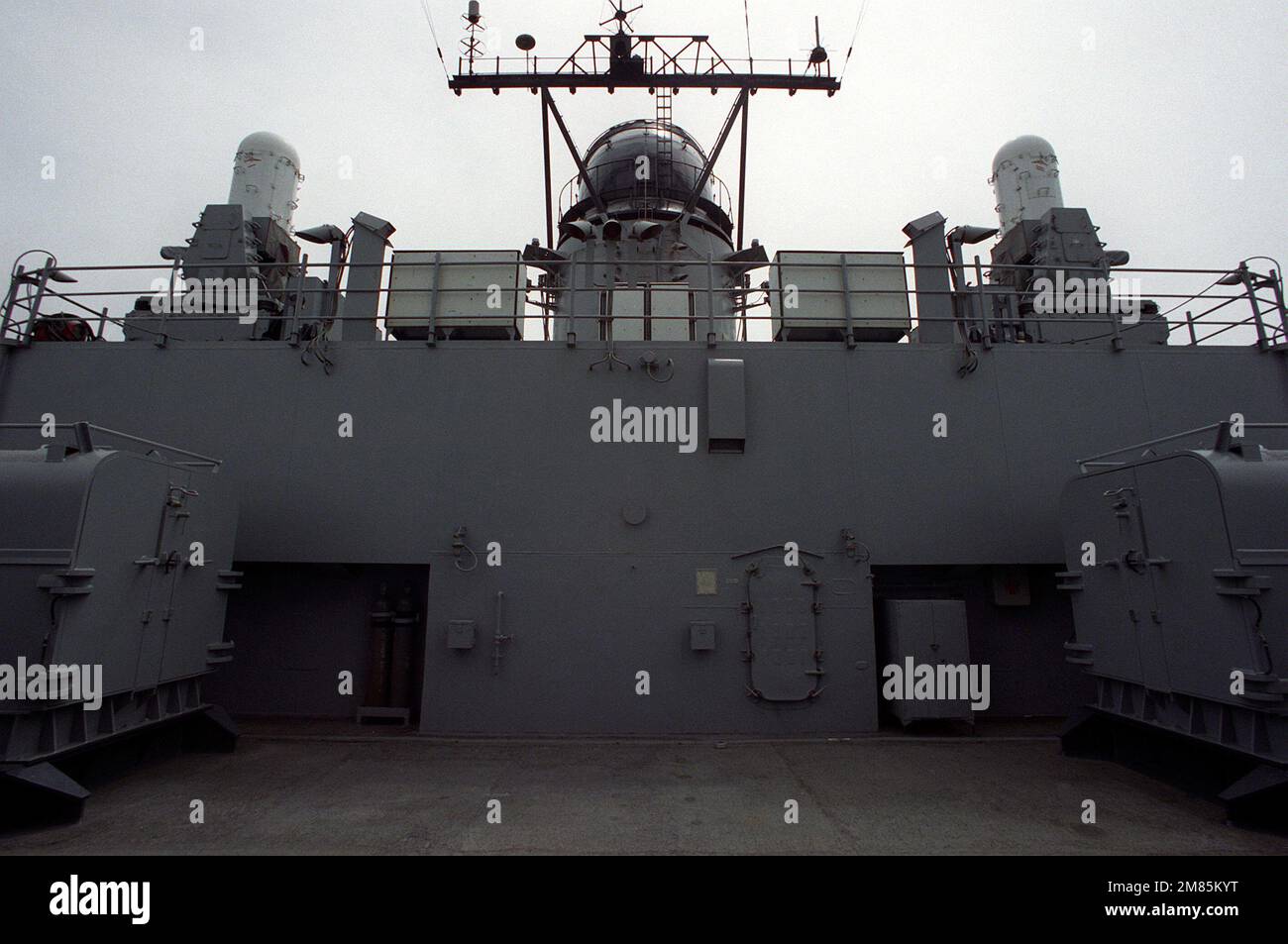 The forward armored box launcher deck of the battleship USS IOWA (BB-61 ...
