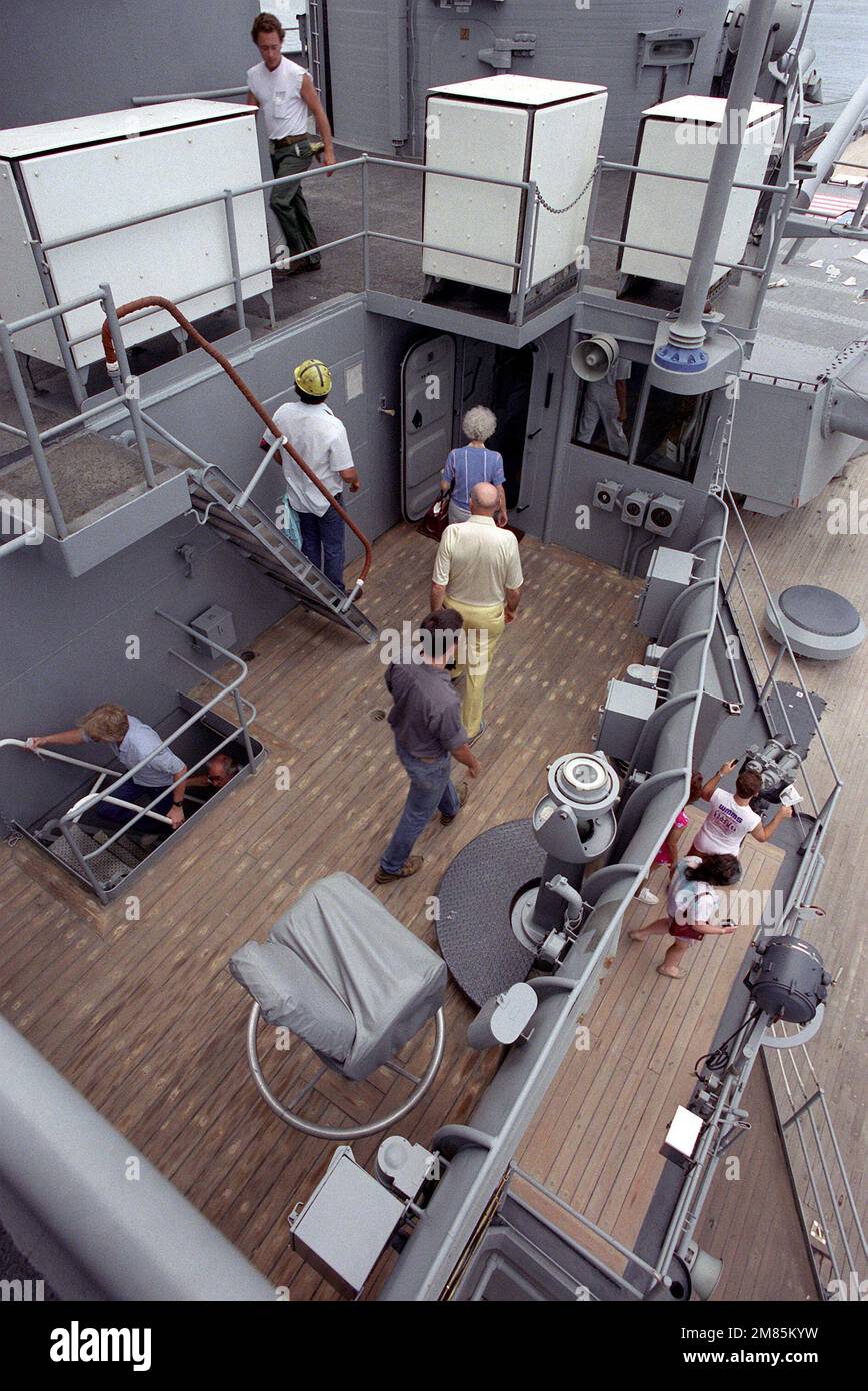 The starboard 04 level bridge wing of the battleship USS IOWA (BB-61 ...