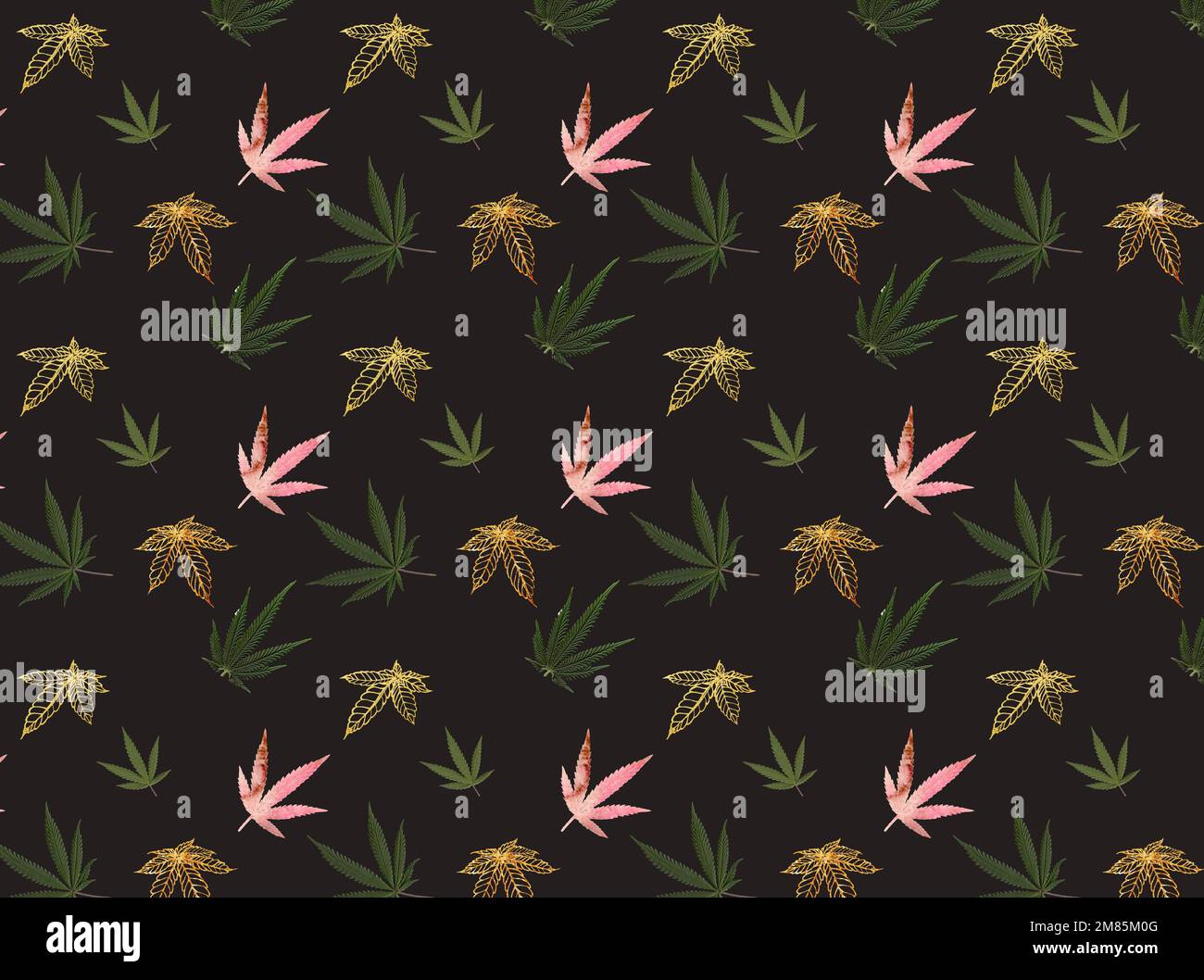 Marijuana watercolor seamless pattern with natural cannabis leaves ...