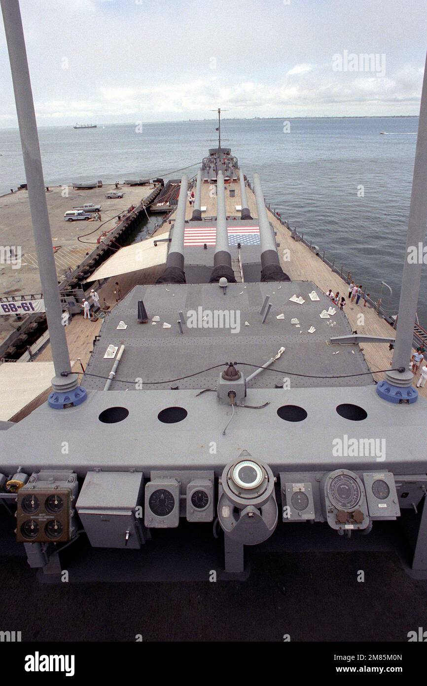 A view of the No. 1 and No. 2 Mark 7 16-inch/50-caliber gun mounts on ...
