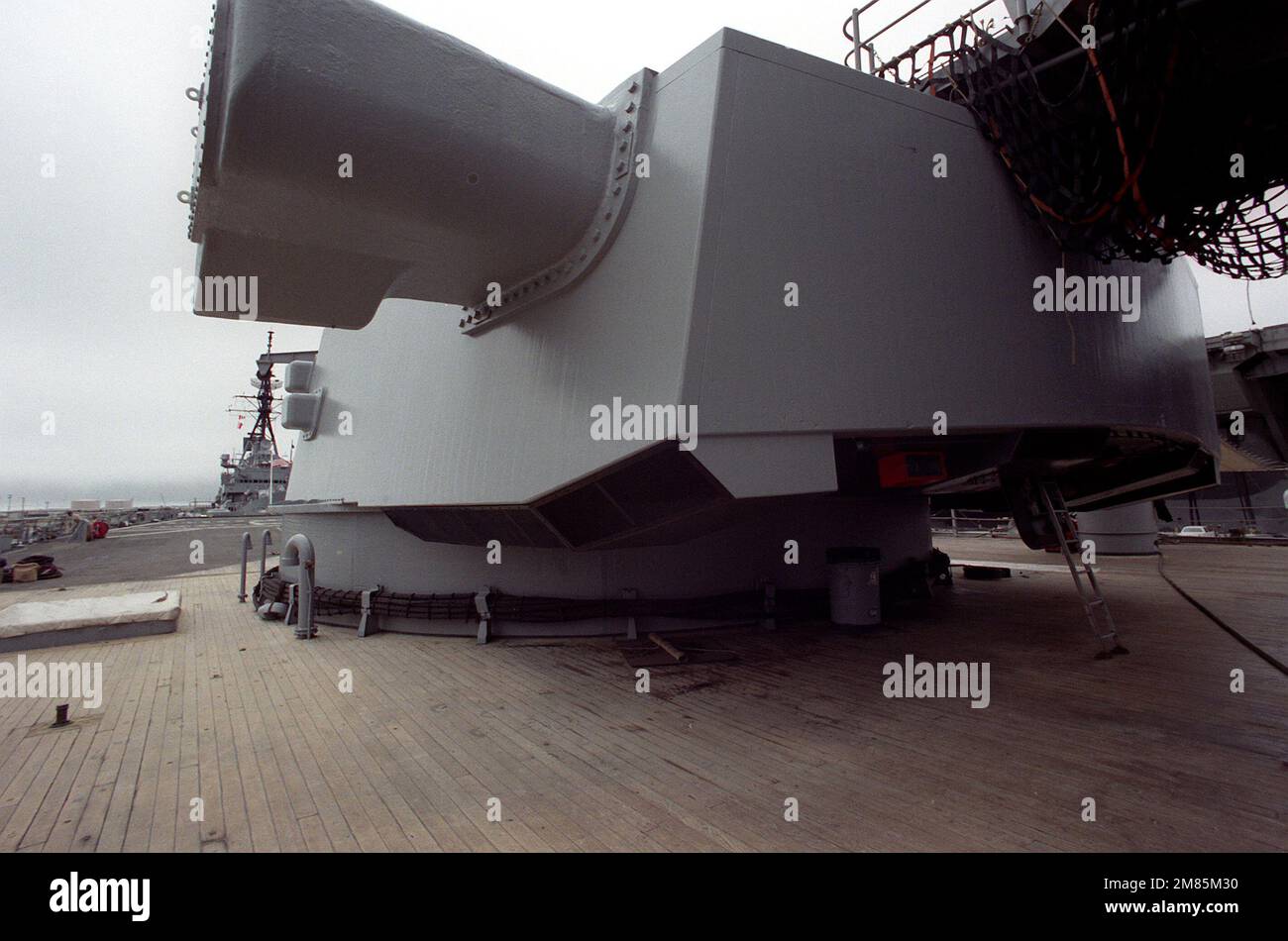 A starboard view of the No. 3 Mark 7 16-inch/50-caliber gun mount on the battleship USS IOWA (BB ...