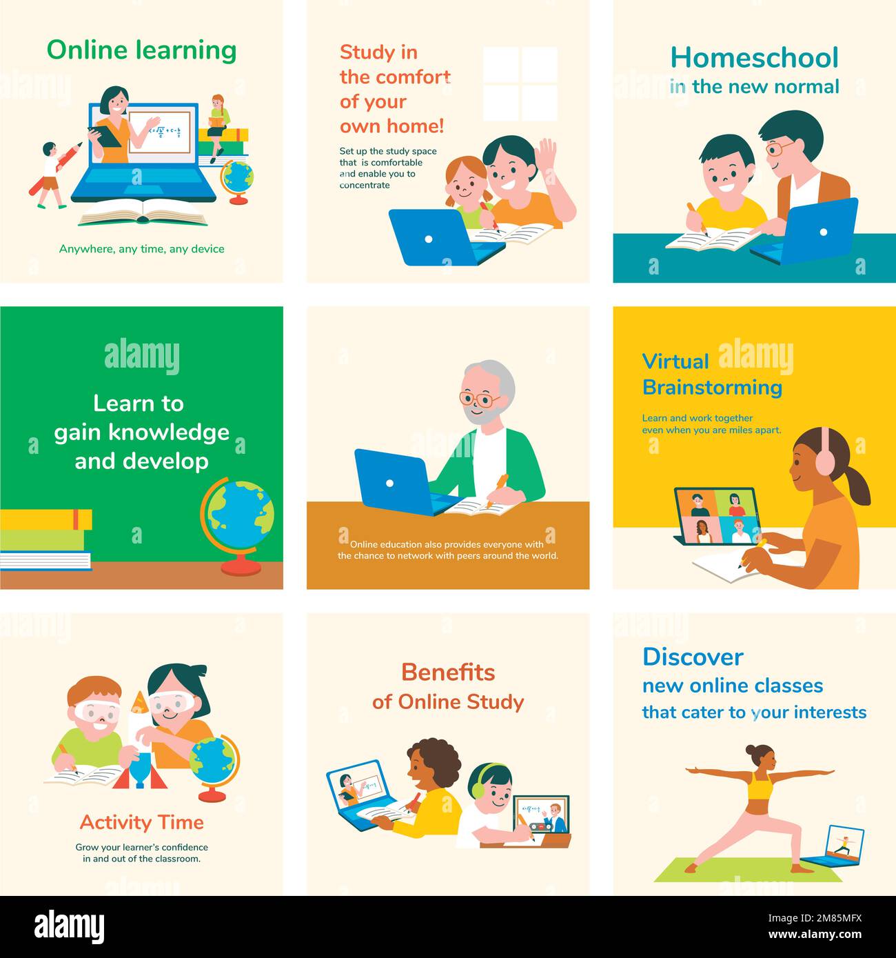 Online Learning Editable Template Vector Education Set Stock Vector online-learning-editable-template-vector-education-set-stock-vector