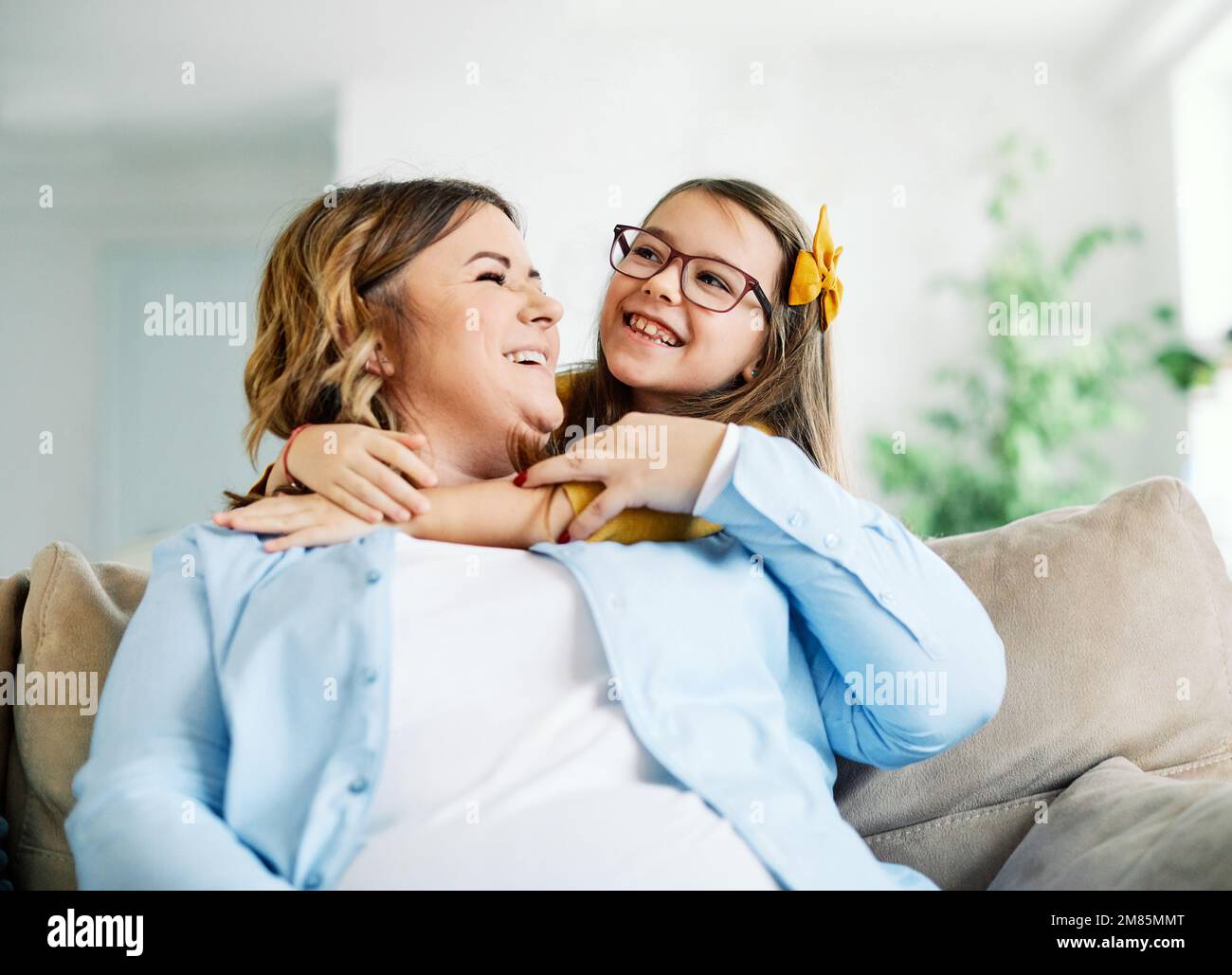 child daughter mother family happy playing kid childhood Stock Photo ...