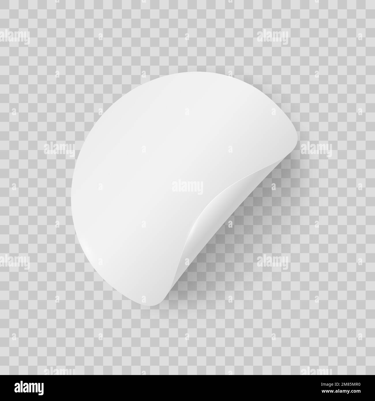 Paper round sticker with a curved corner on a transparent background ...