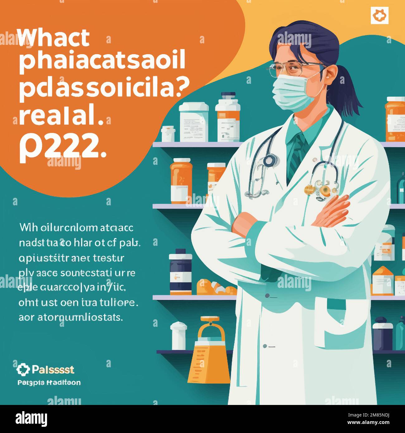 Publication template for social networks, pharmacist working in a ...