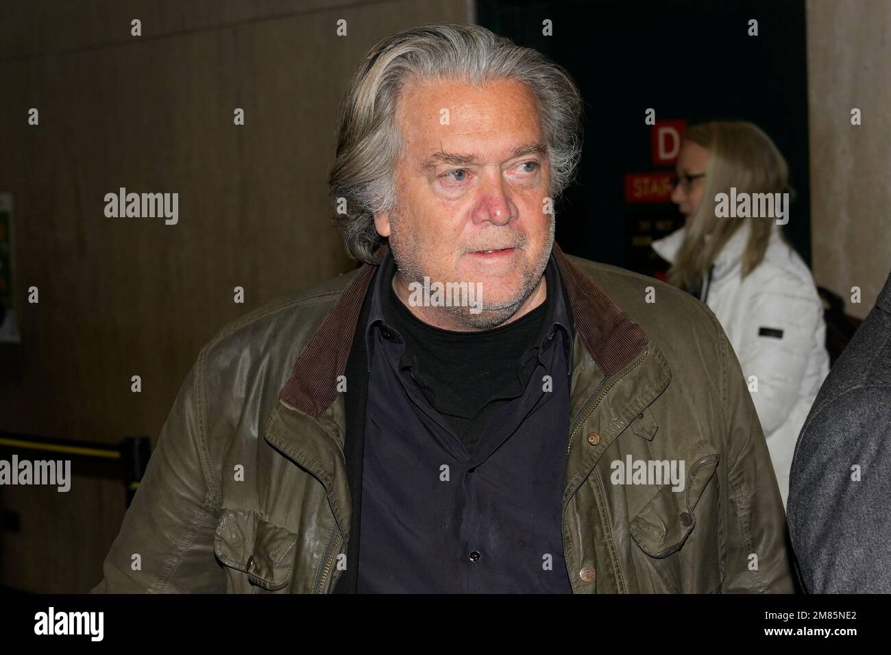 Steve Bannon talks Wirth reporters as he arrives to a courtroom in New ...