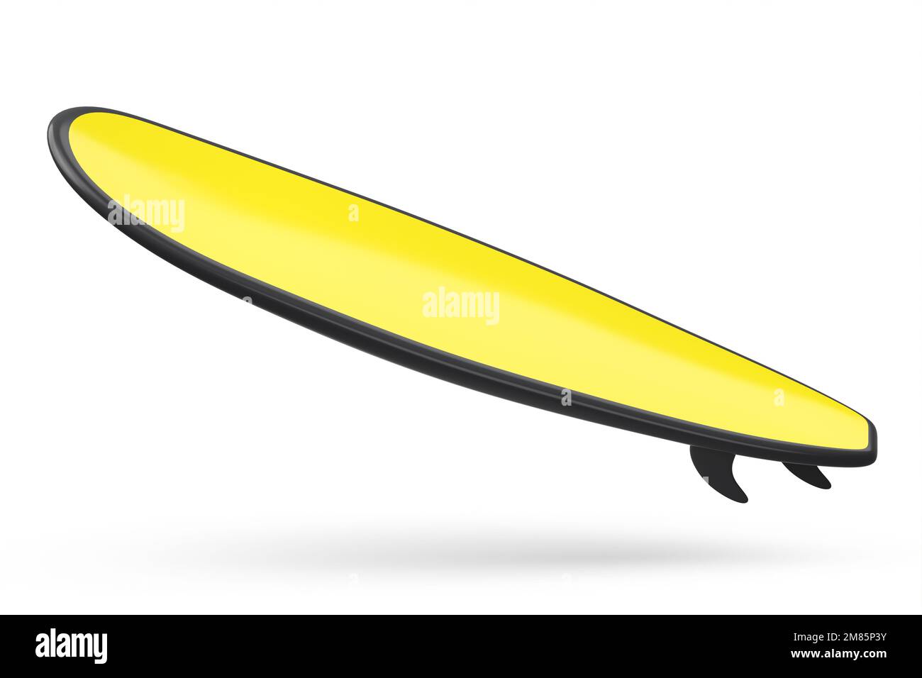 Realistic yellow surfboard isolated on white background. 3d render of ...