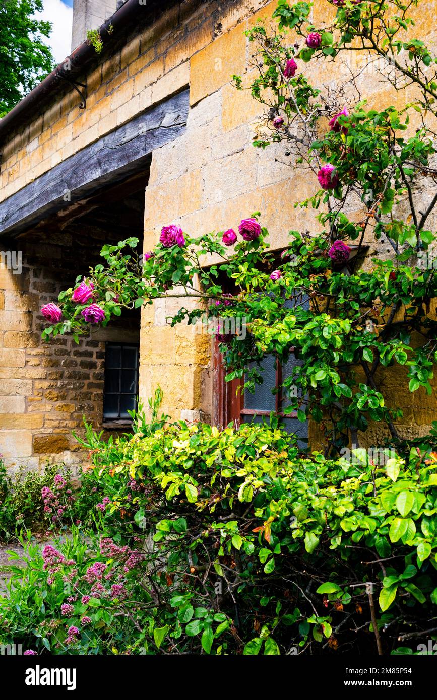 Honey color stone in the Cotswold village of Stanton, England Stock ...