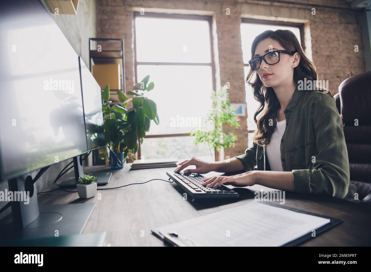 Profile photo of talented clever web designer lady sitting chair ...