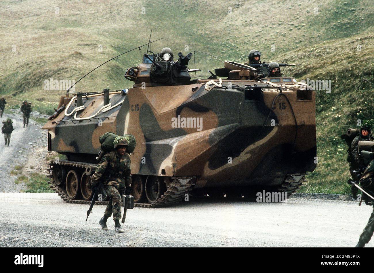 An AAVP-7 amphibious assault vehicle of Company C, 1ST Amtrac Battalion ...