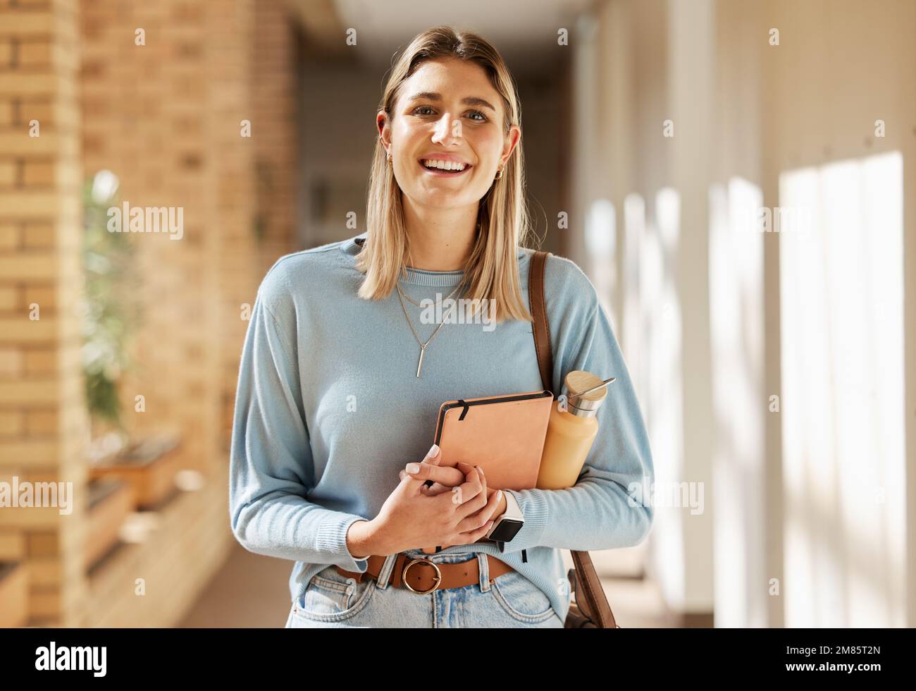 Face portrait, student and woman in university ready for learning ...