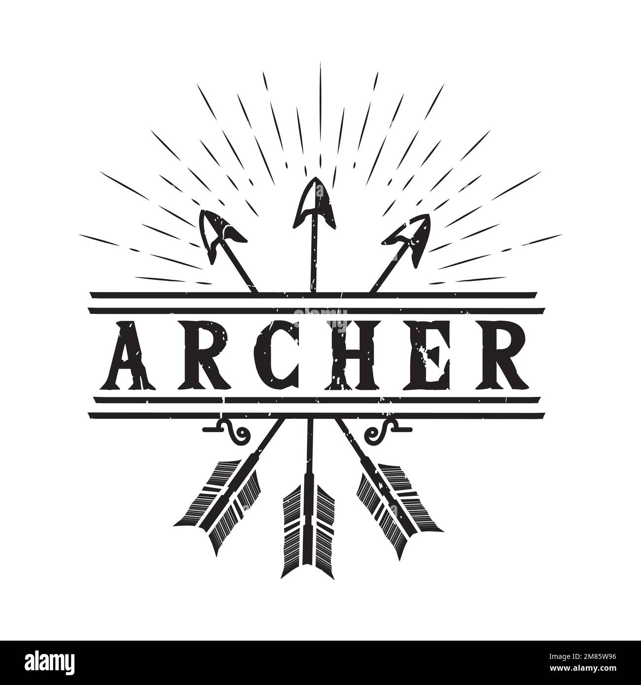 Rustic Vintage Arrow Sun Ray Badge Emblem for Archer Archery Vintage ...