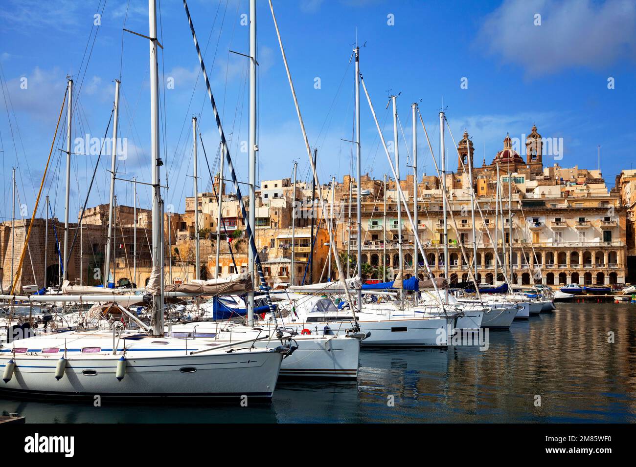 View over the Grand Harbor Vittoriosa Marina, Malta, Europe Stock Photo ...