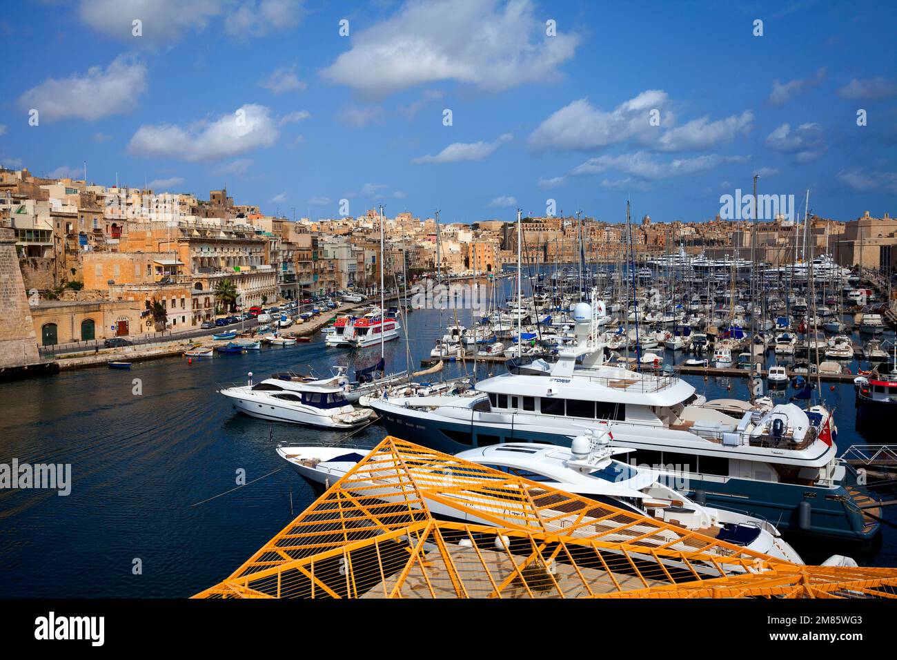 View over the Grand Harbor Vittoriosa Marina, Malta, Europe Stock Photo ...