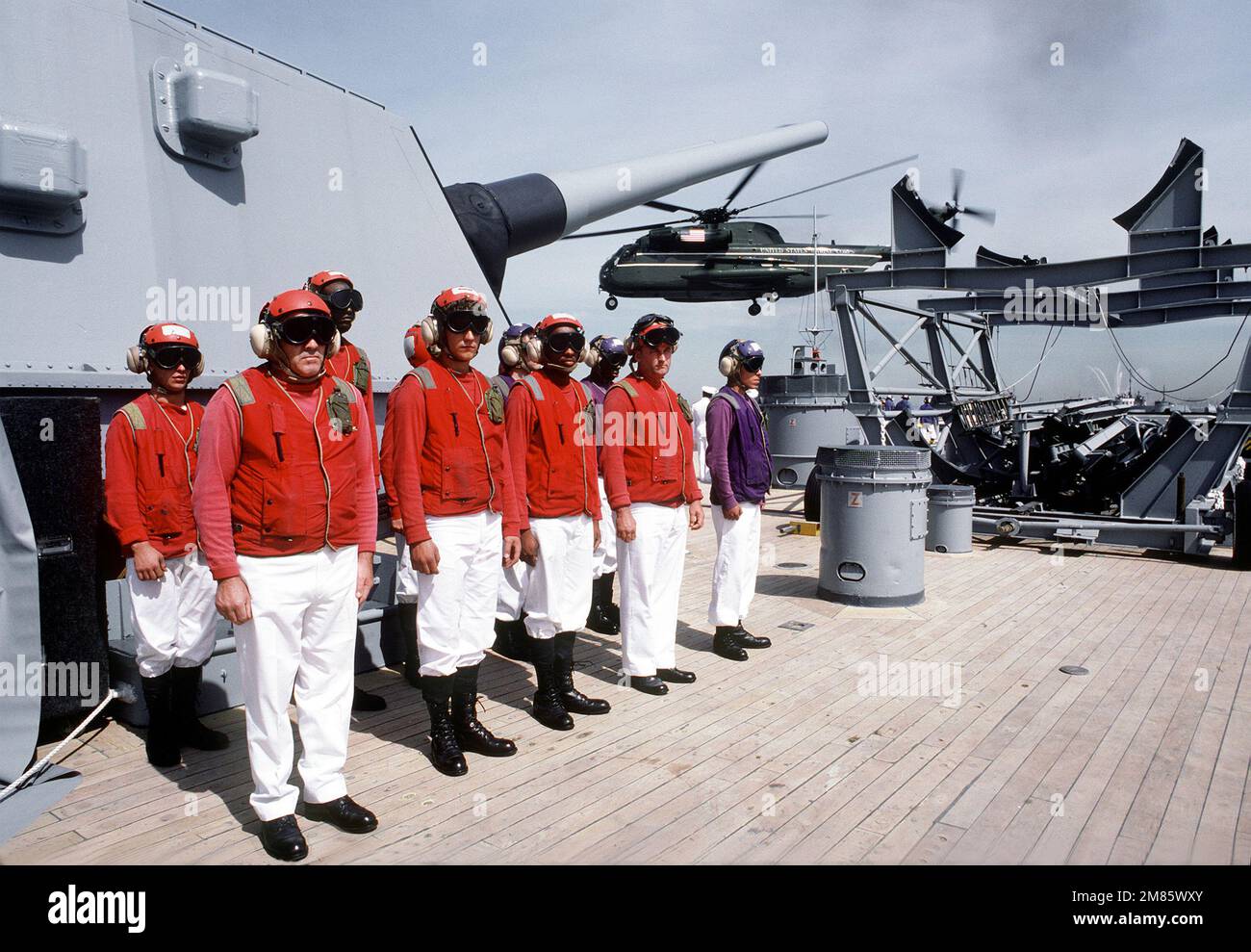 Members of the repair division aboard the battleship USS IOWA (BB-61 ...