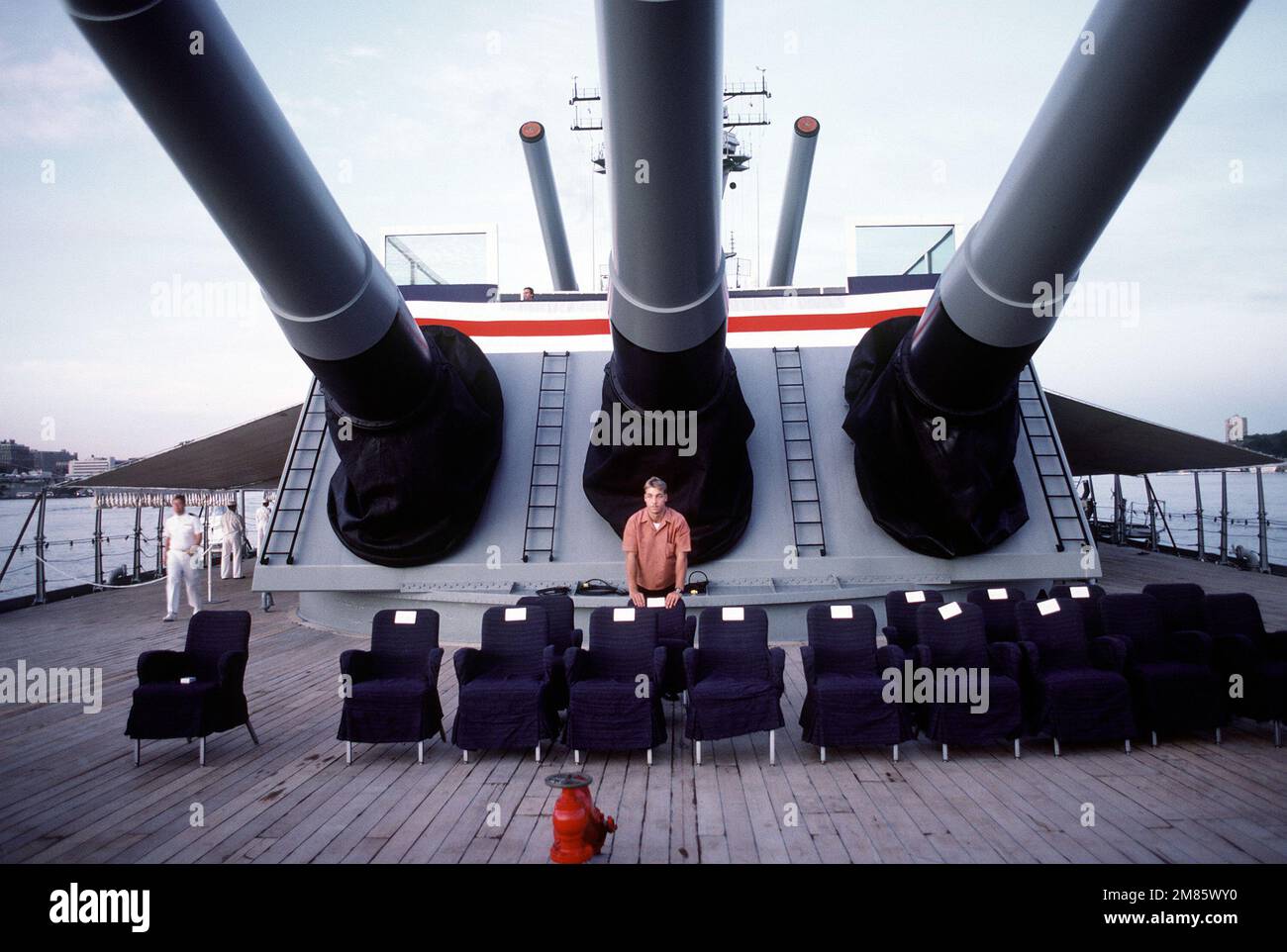 Seats for VIPs attending the International Naval Review are placed ...