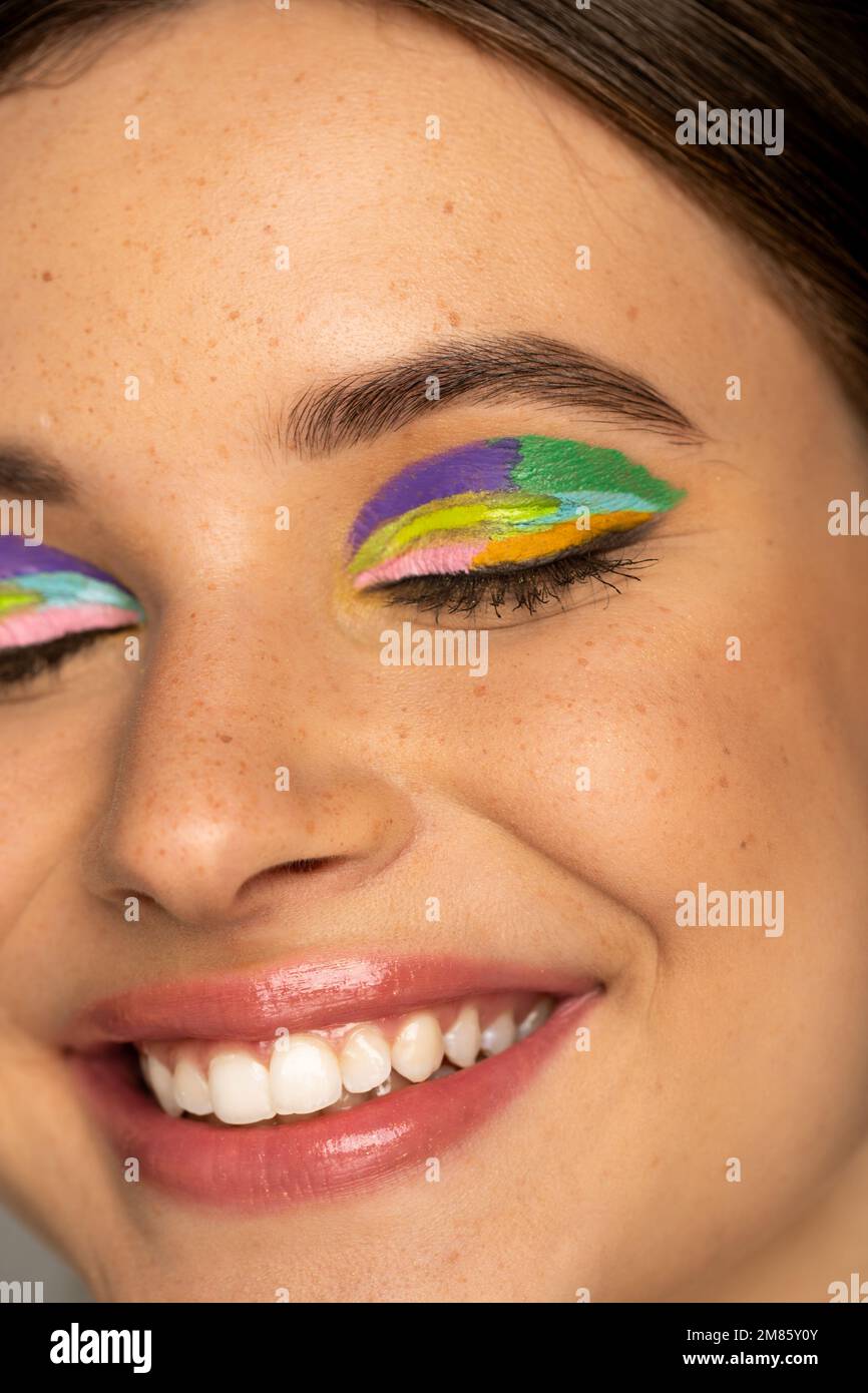 Beautiful girl creative colorful makeup hi-res stock photography and ...