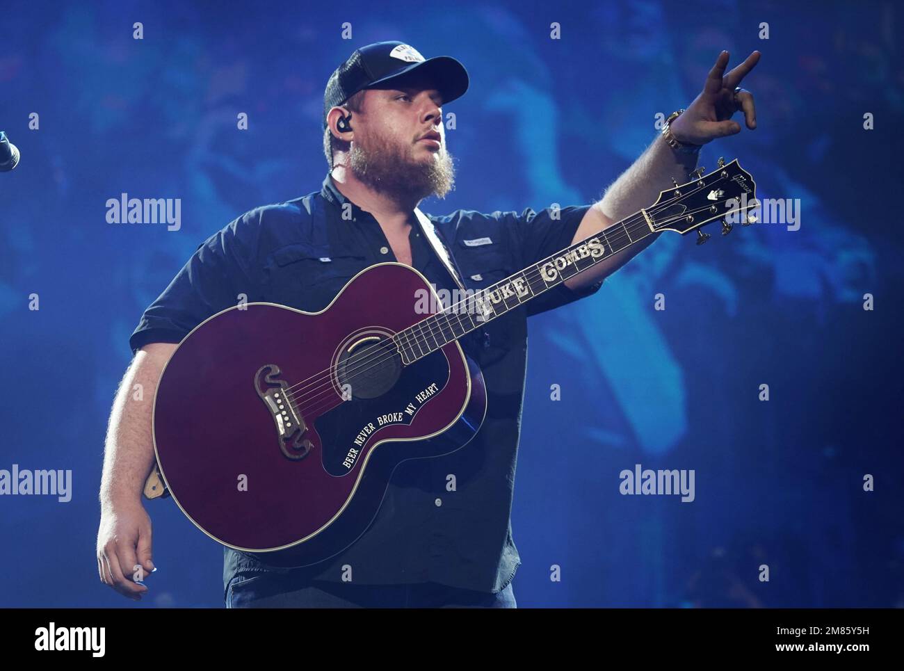American country music singer Luke Combs in concert in Montreal Stock ...