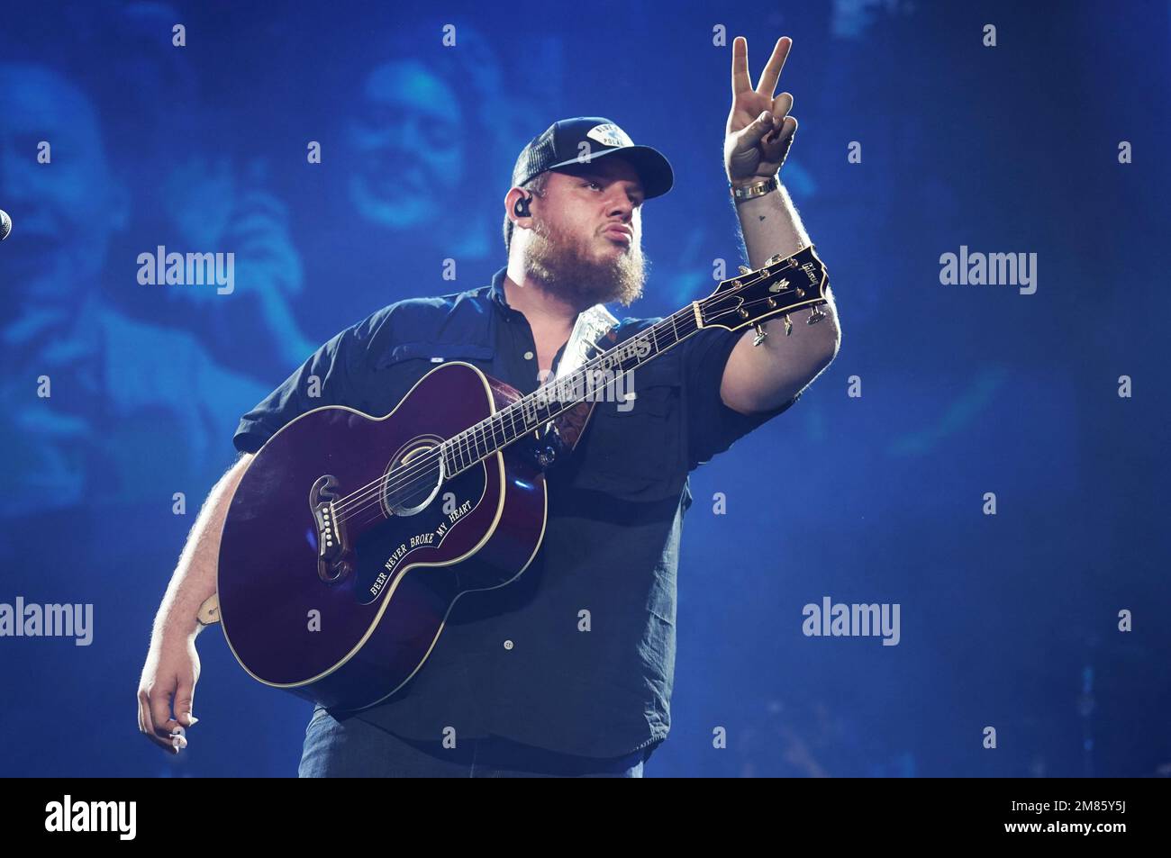 American country music singer Luke Combs in concert in Montreal Stock ...
