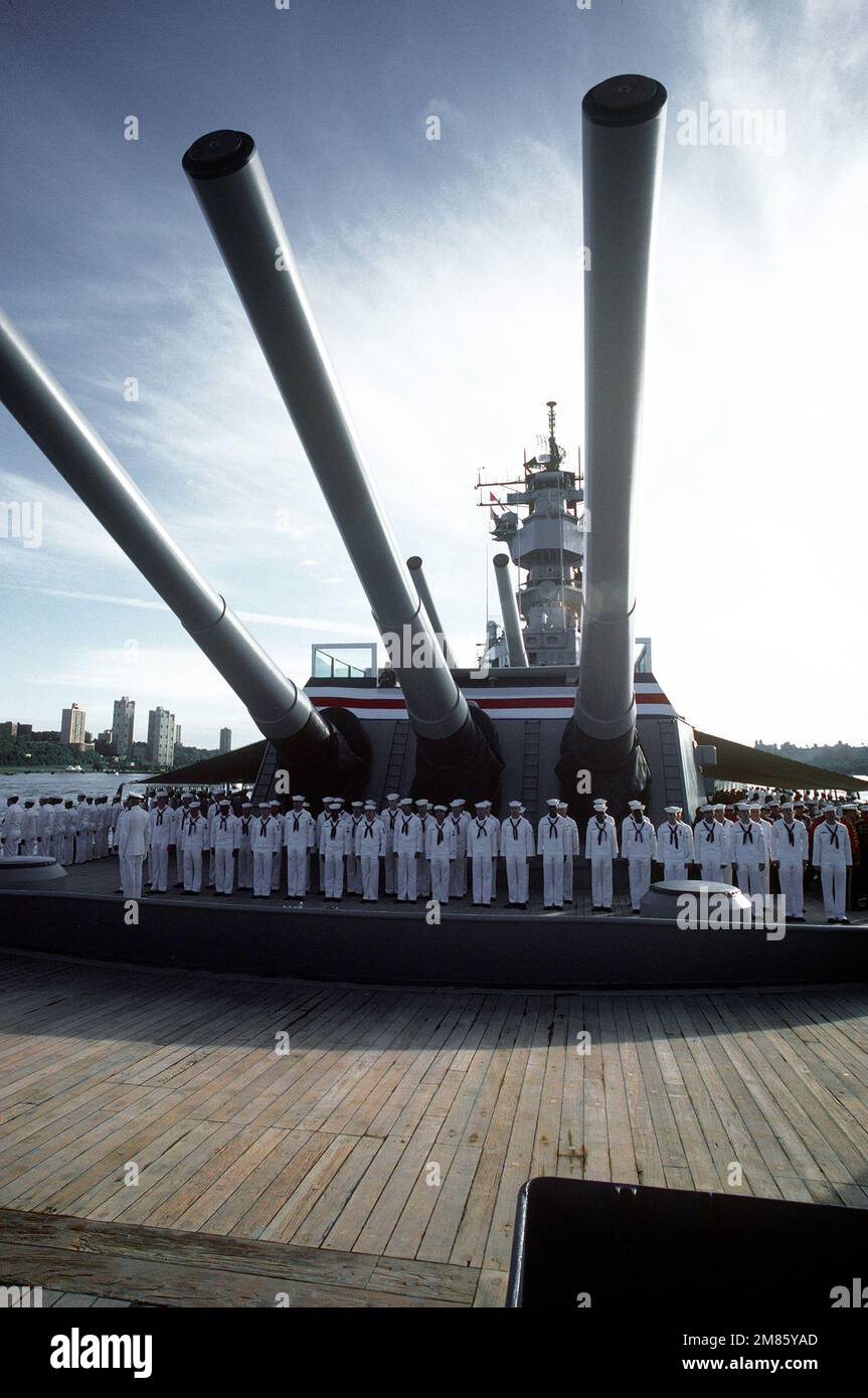 A special presidential honors detail stands in formation around turret ...