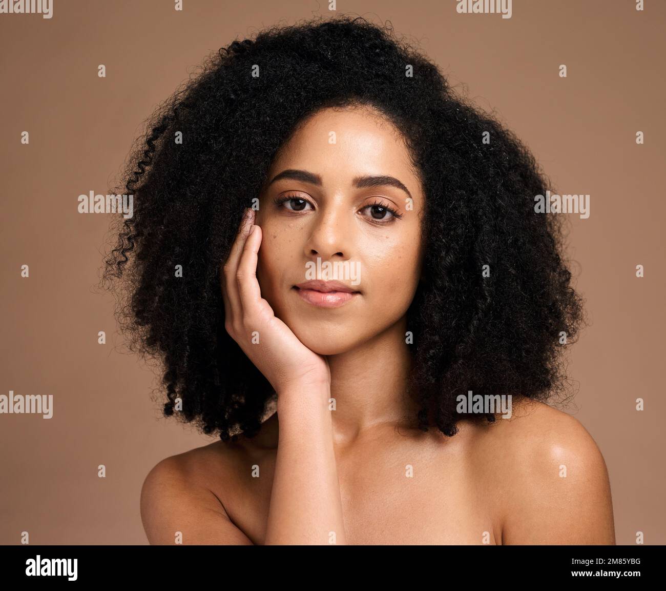 Beauty, black woman and hair care portrait for luxury hair cosmetics or ...