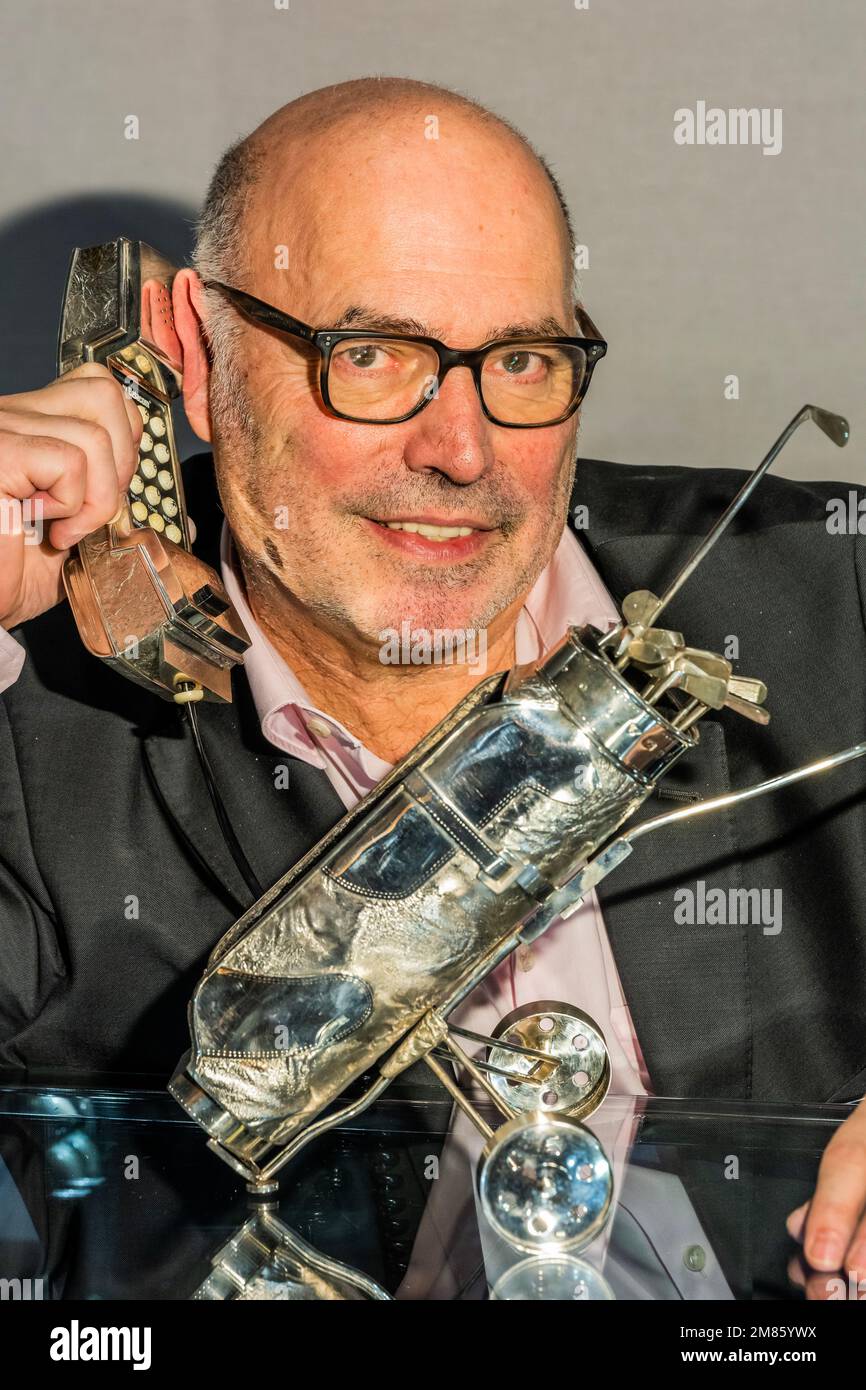 London, UK. 12th Jan, 2023. A sterling silver novelty telephone in the ...