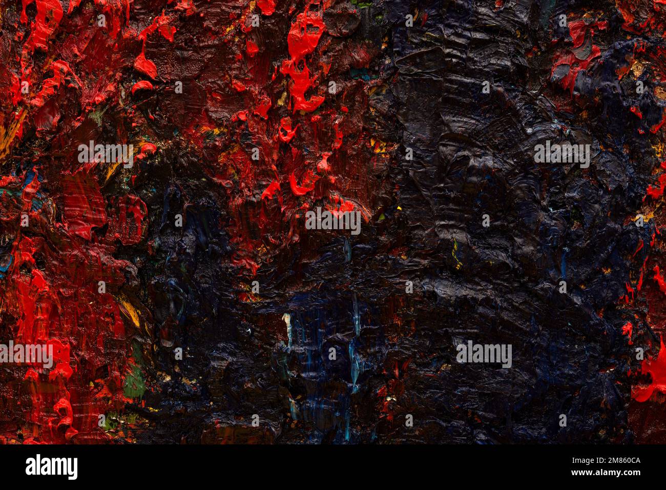 Orange red blue abstract painting. Beautiful brush strokes and canvas ...