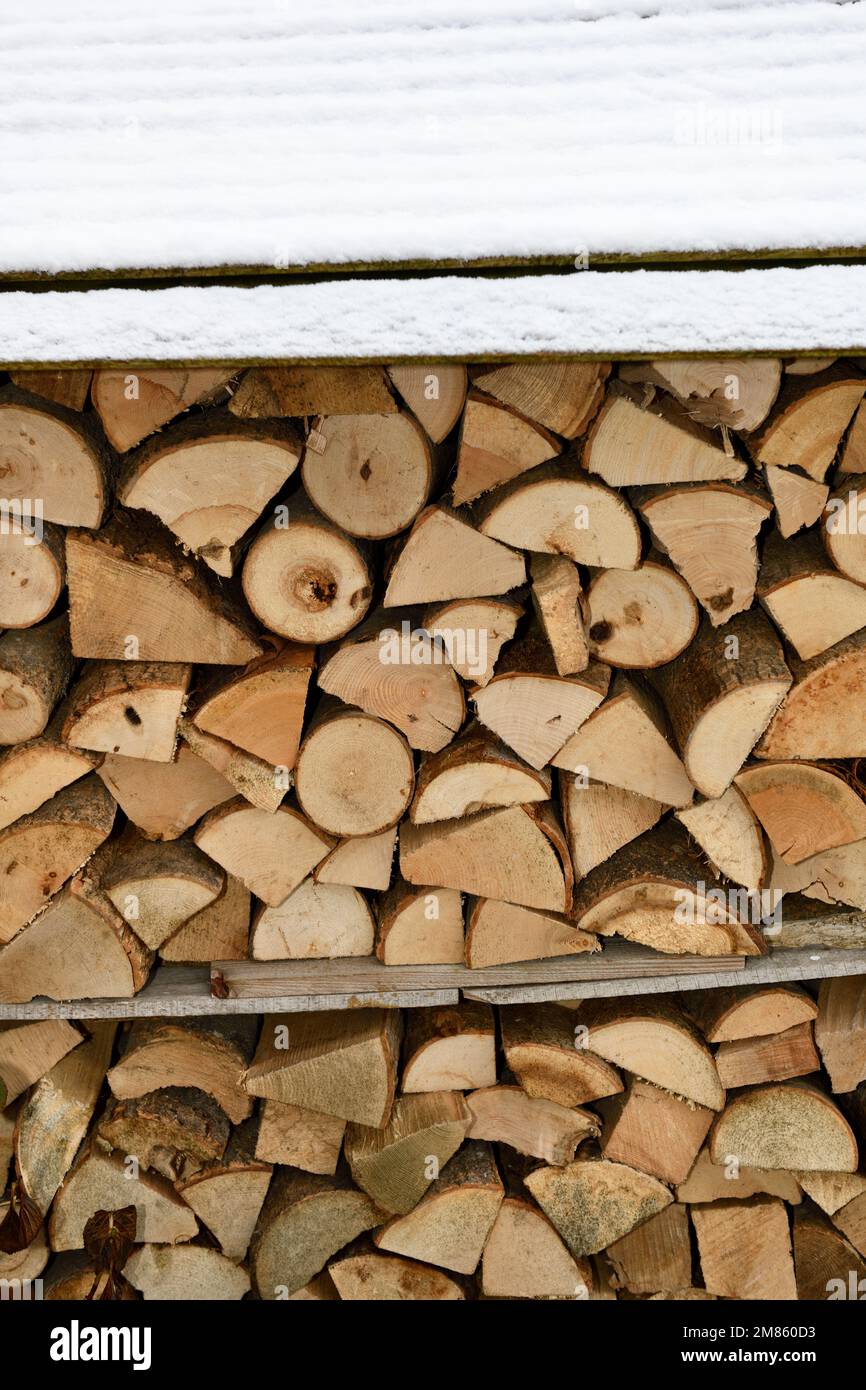 Wood Bunker after a Winters Snowfall in the North Cotswold village of ...