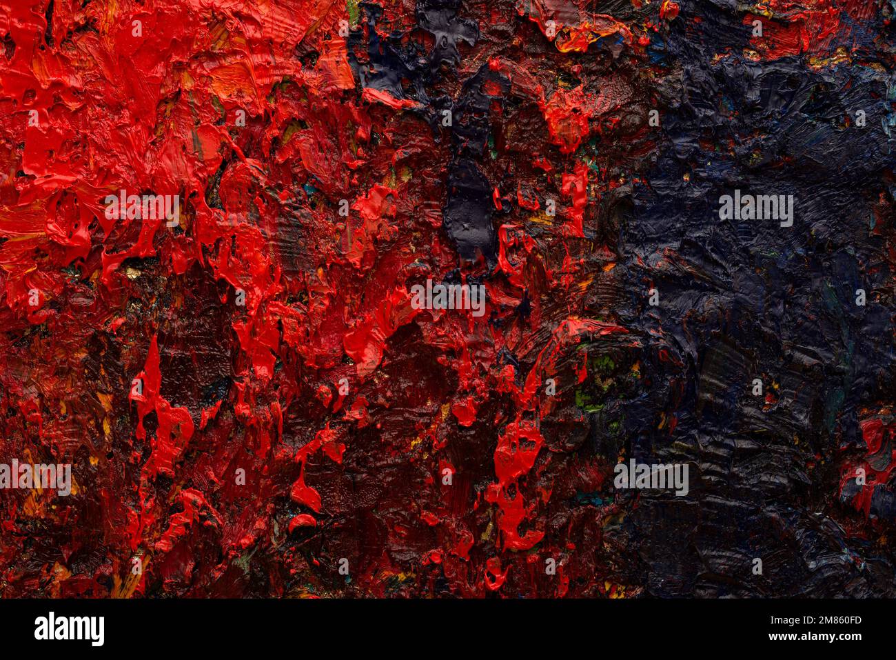 Orange red blue abstract painting. Beautiful brush strokes and canvas ...