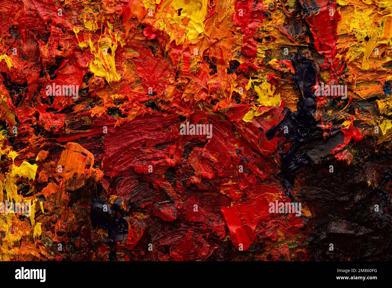 Orange red blue abstract painting. Beautiful brush strokes and canvas ...