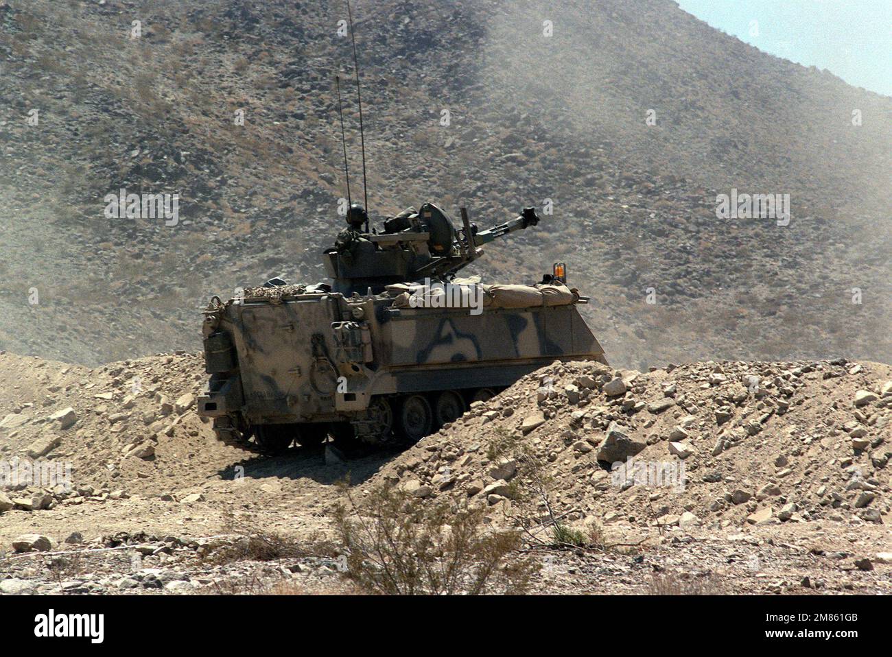 An M-163A1 Vulcan self-propelled anti-aircraft gun participates in an ...