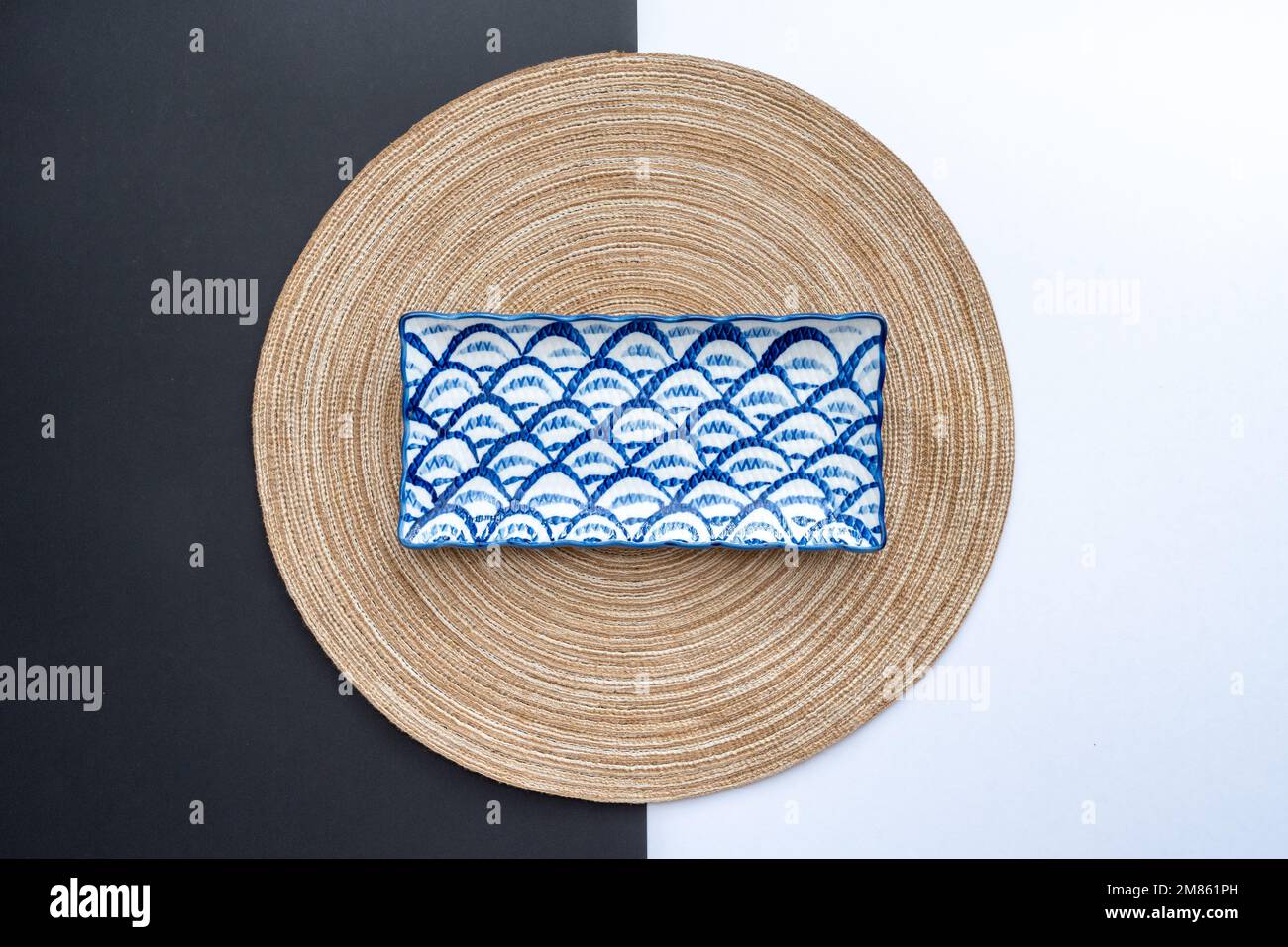 Japanese or Chinese table setting with traditional table mat and ...