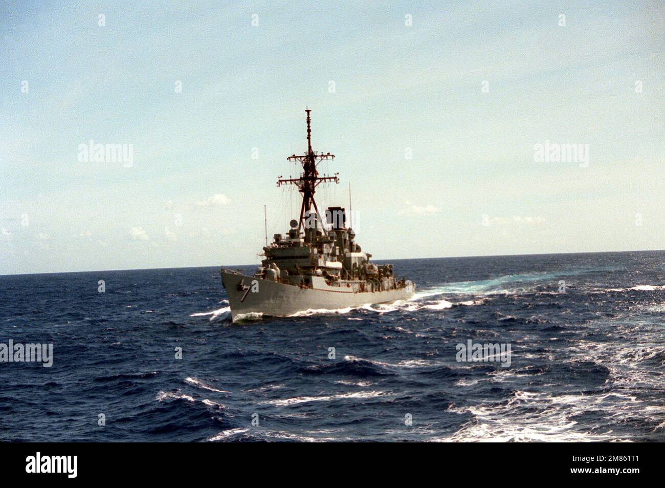 A port bow view of the guided missile destroyer USS HENRY B. WILSON (DDG-7) underway. Country ...