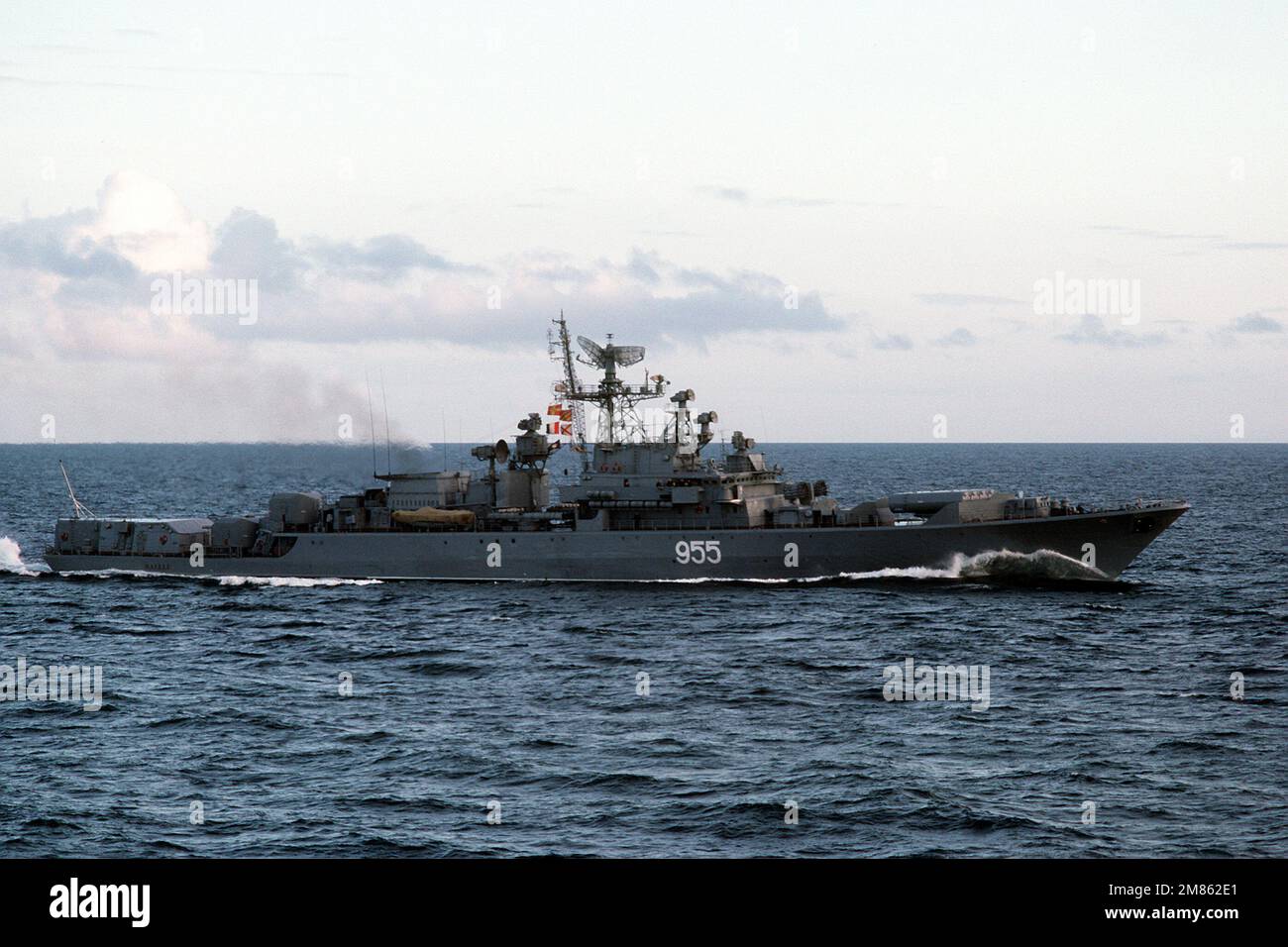 A starboard view of the Soviet Krivak I Class frigate ZHARKYY operating ...